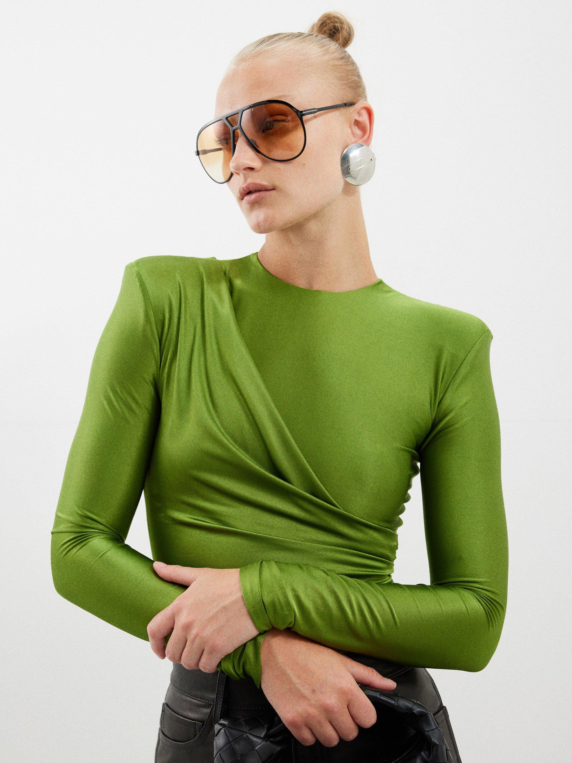 Tom Ford Xavier Oversized Aviator Metal Sunglasses In Green Lyst