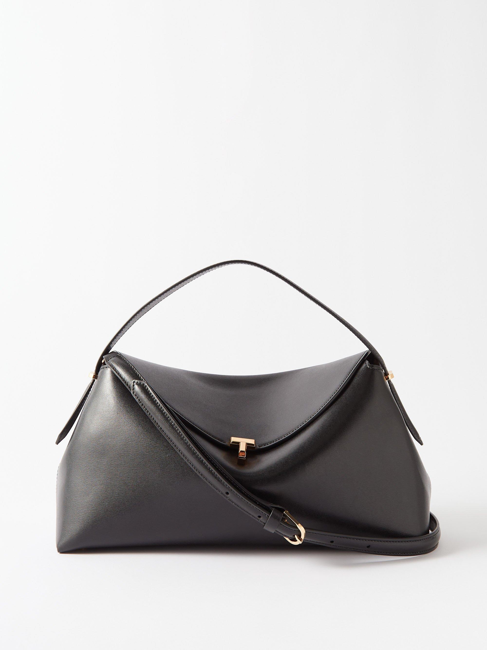 Totême T-lock Leather Shoulder Bag in Black | Lyst