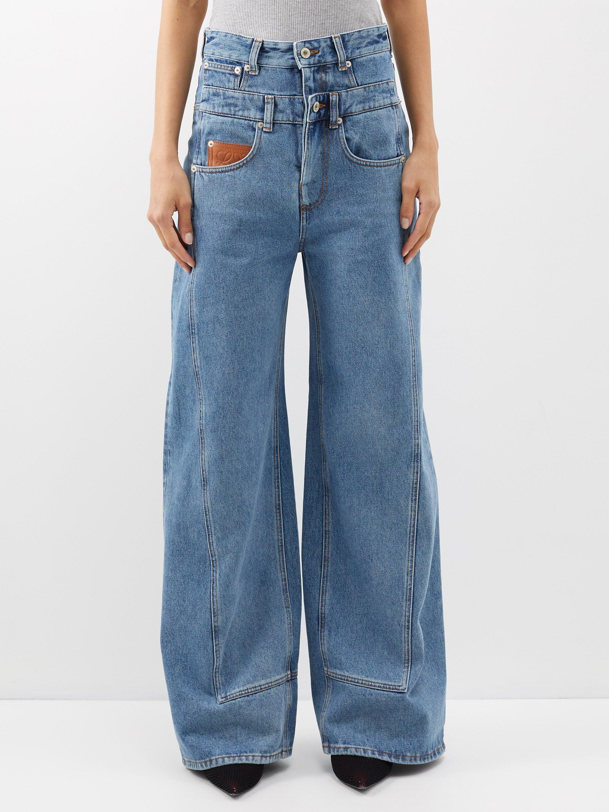 Loewe Trompe L'oeil Double-waist Wide-leg Jeans in Blue | Lyst
