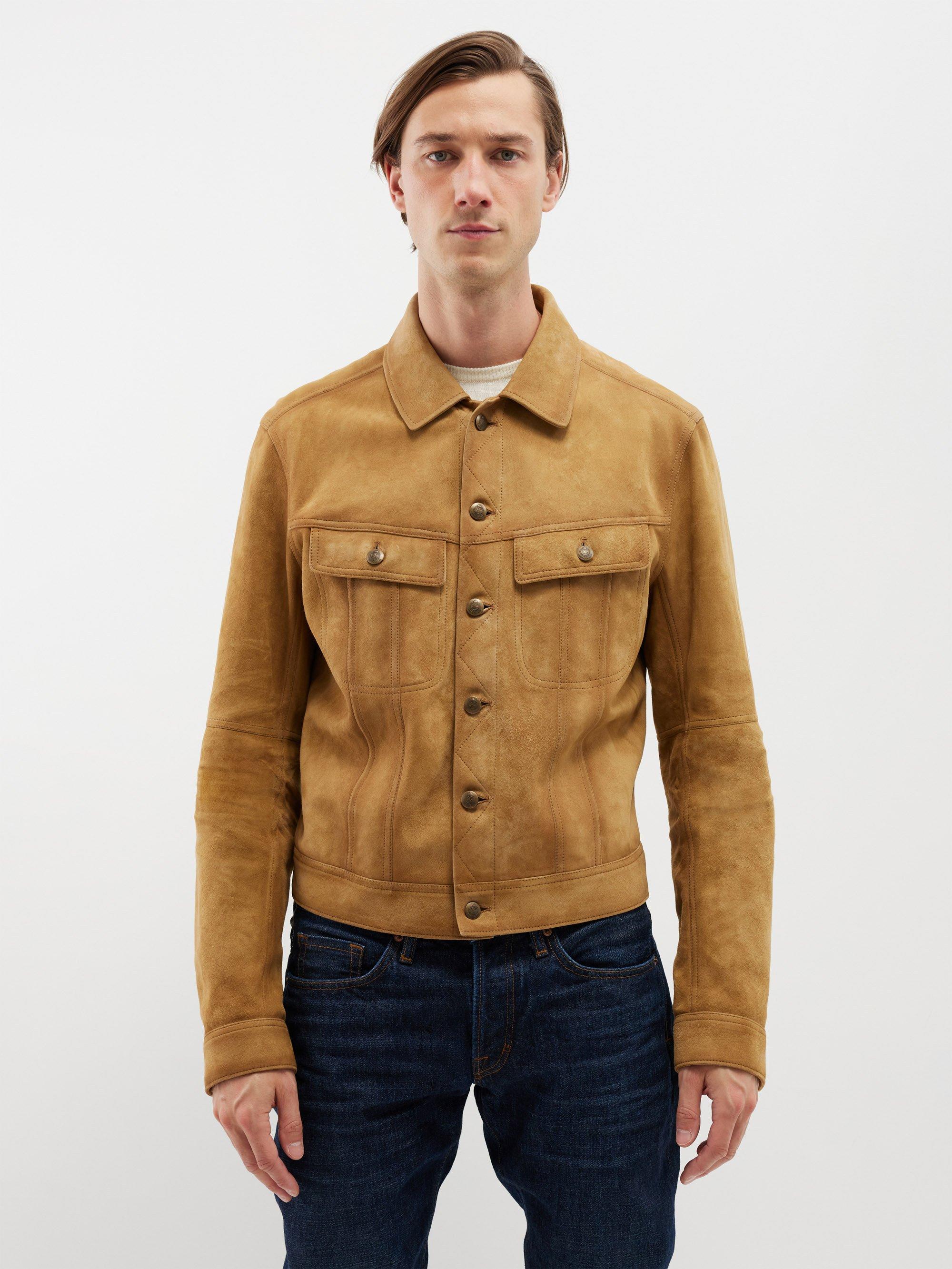 Ralph Lauren Purple Label Clifton Suede Trucker Jacket in Blue for Men | Lyst