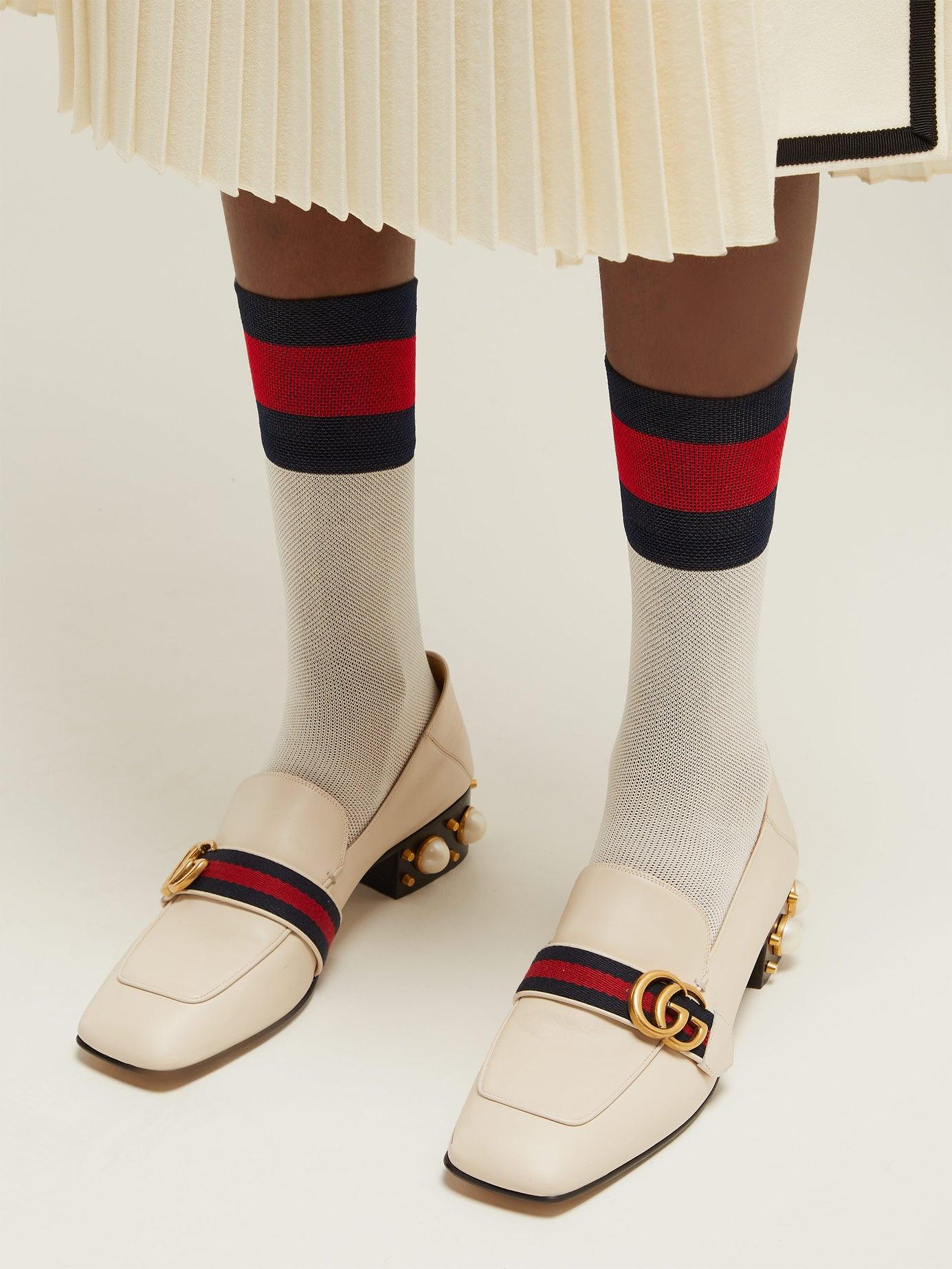 Gucci Web Mesh Cotton-blend Socks - Lyst