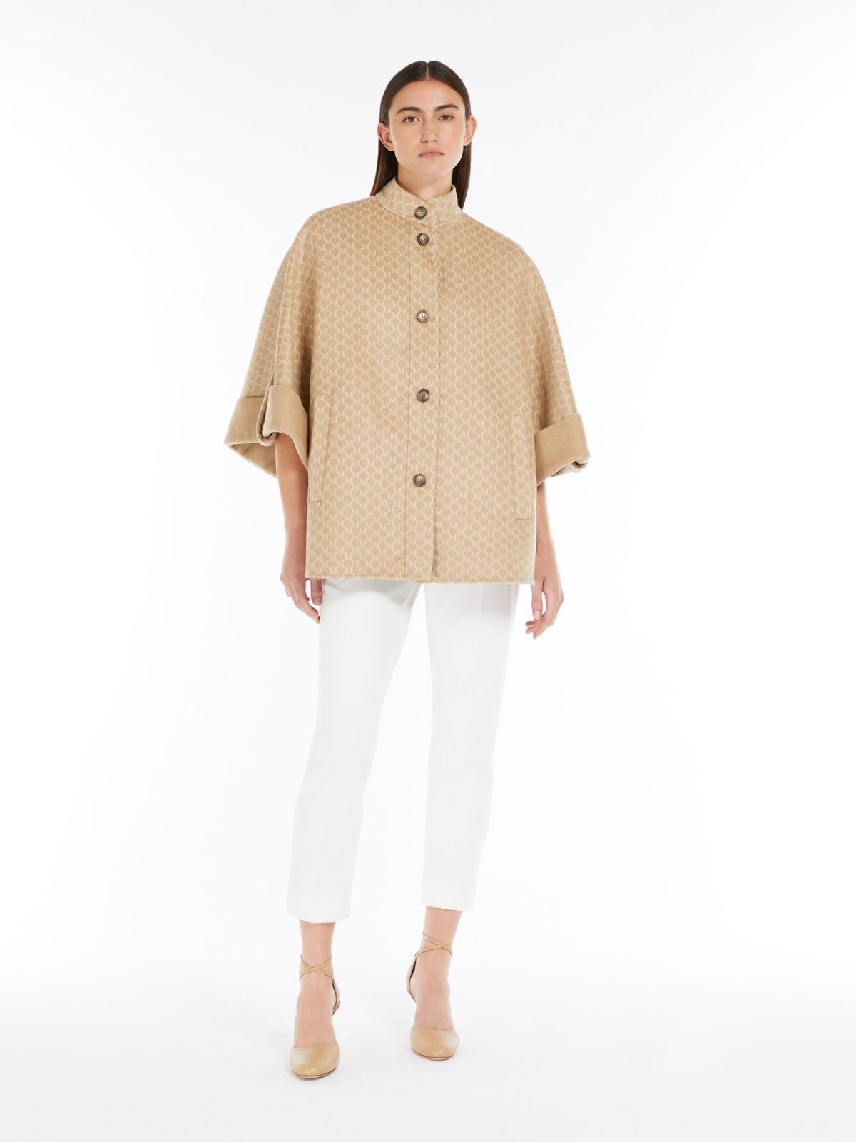 Max Mara Jacquard-knit Wool And Cashmere Cape in White | Lyst