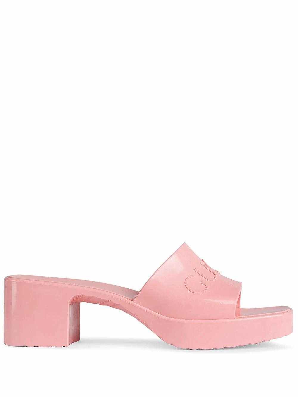 Gucci Rubber Slide Sandal in Pink | Lyst