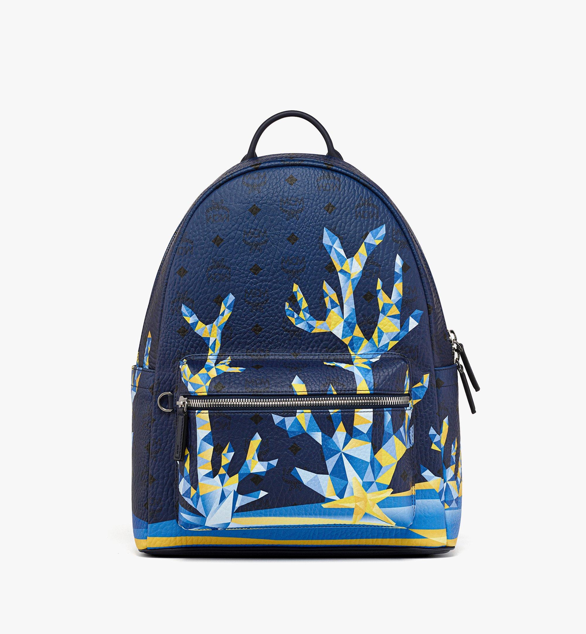MCM Stark Backpack In Cubic Coral Visetos in Blue for Men | Lyst