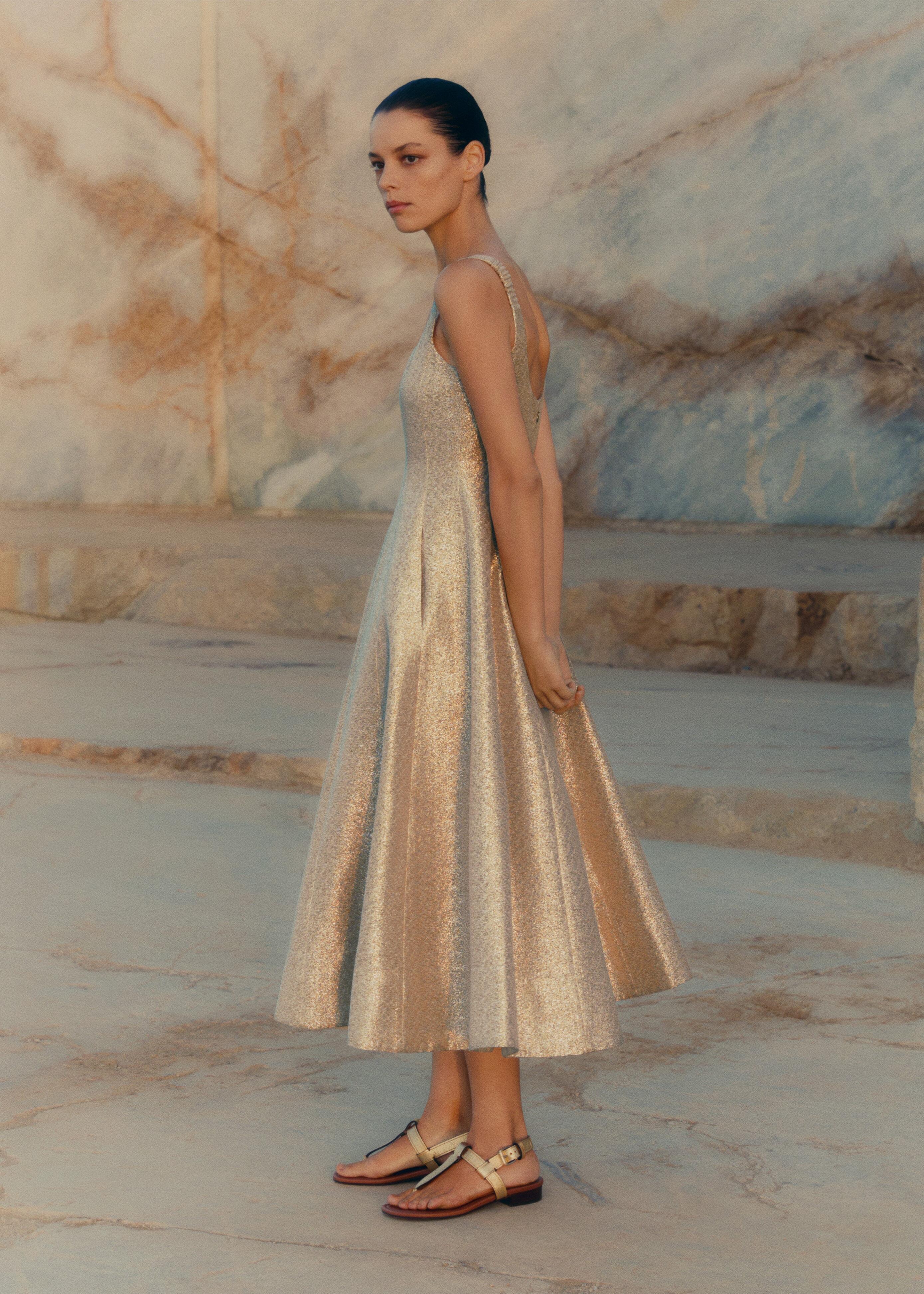 ME+EM Metallic Contour Midi Dress in Natural | Lyst UK