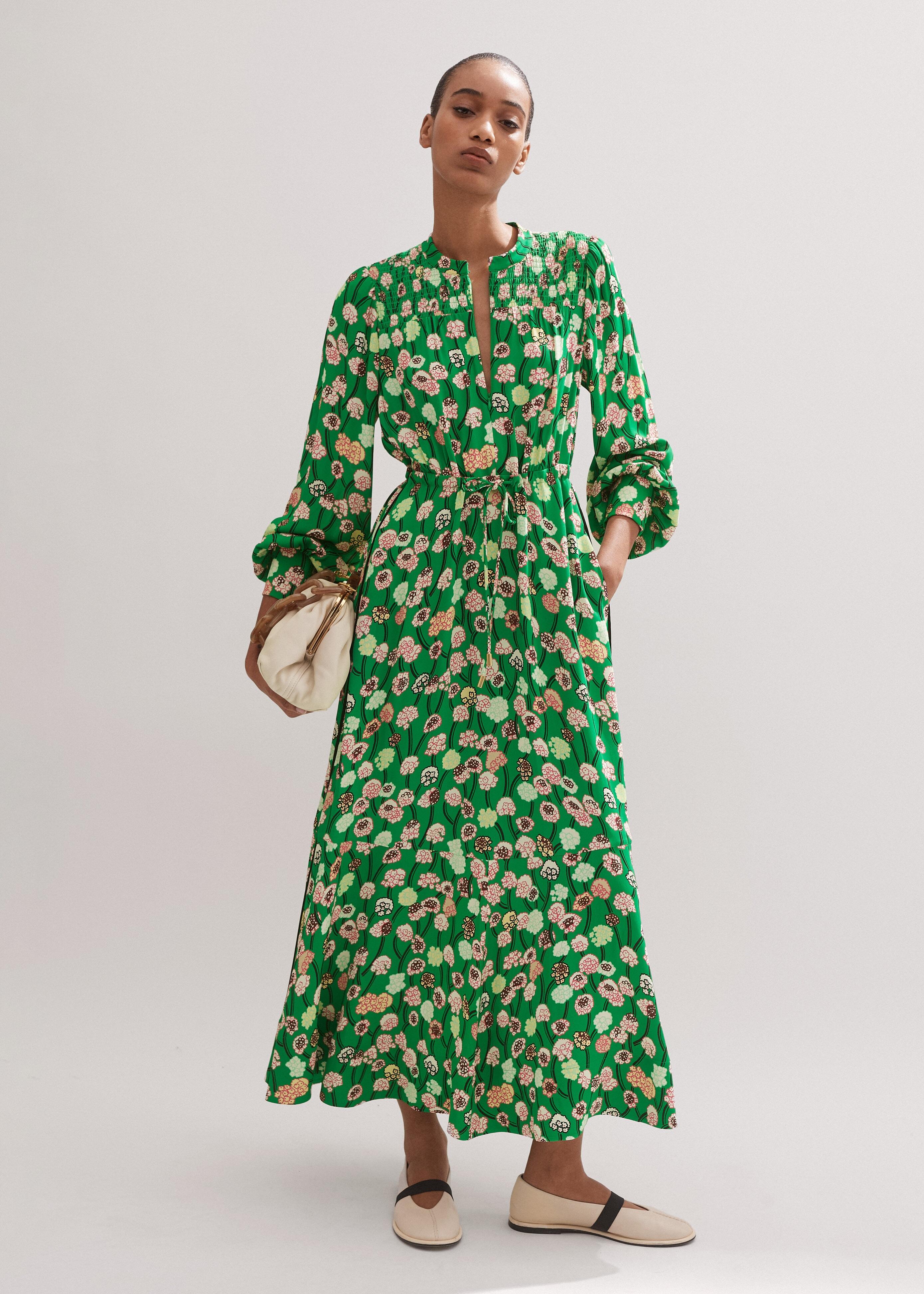 ME+EM Lantana Flower Print Midi Dress in Green | Lyst