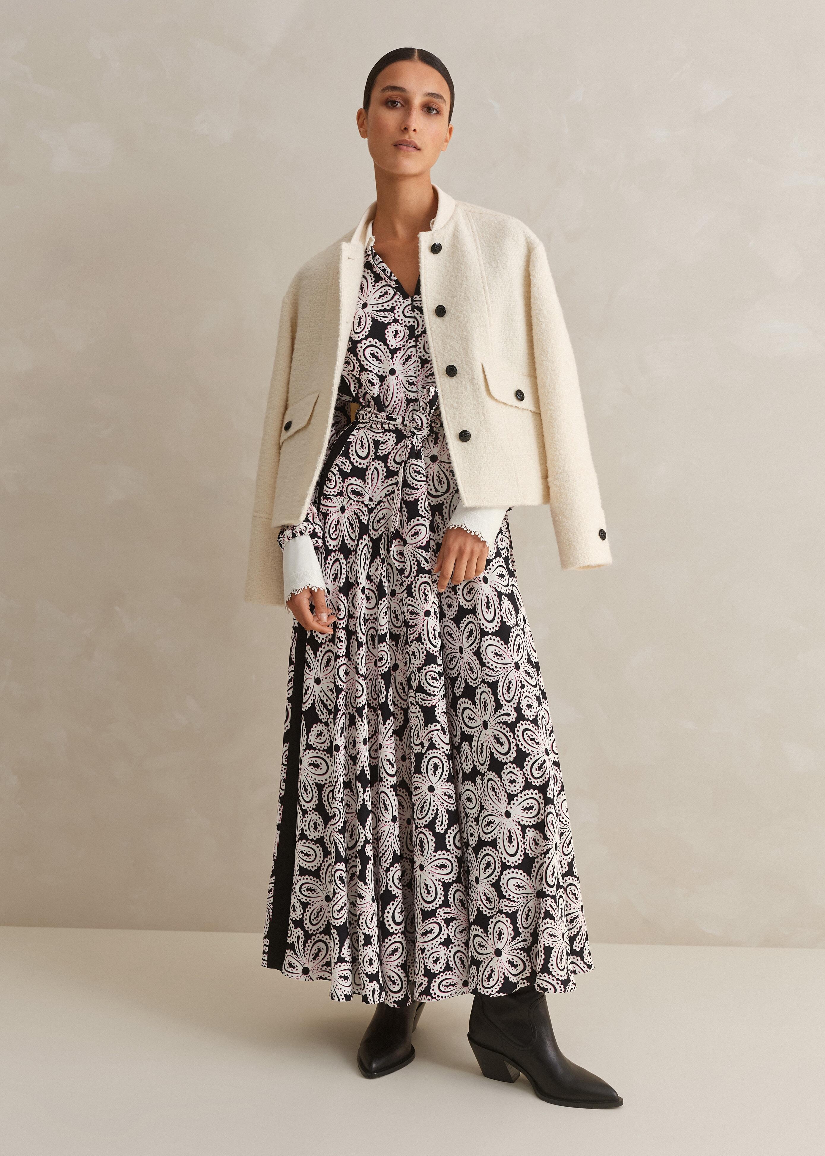 ME+EM Lace Flower Print Shirt Maxi Dress + Belt in Natural | Lyst