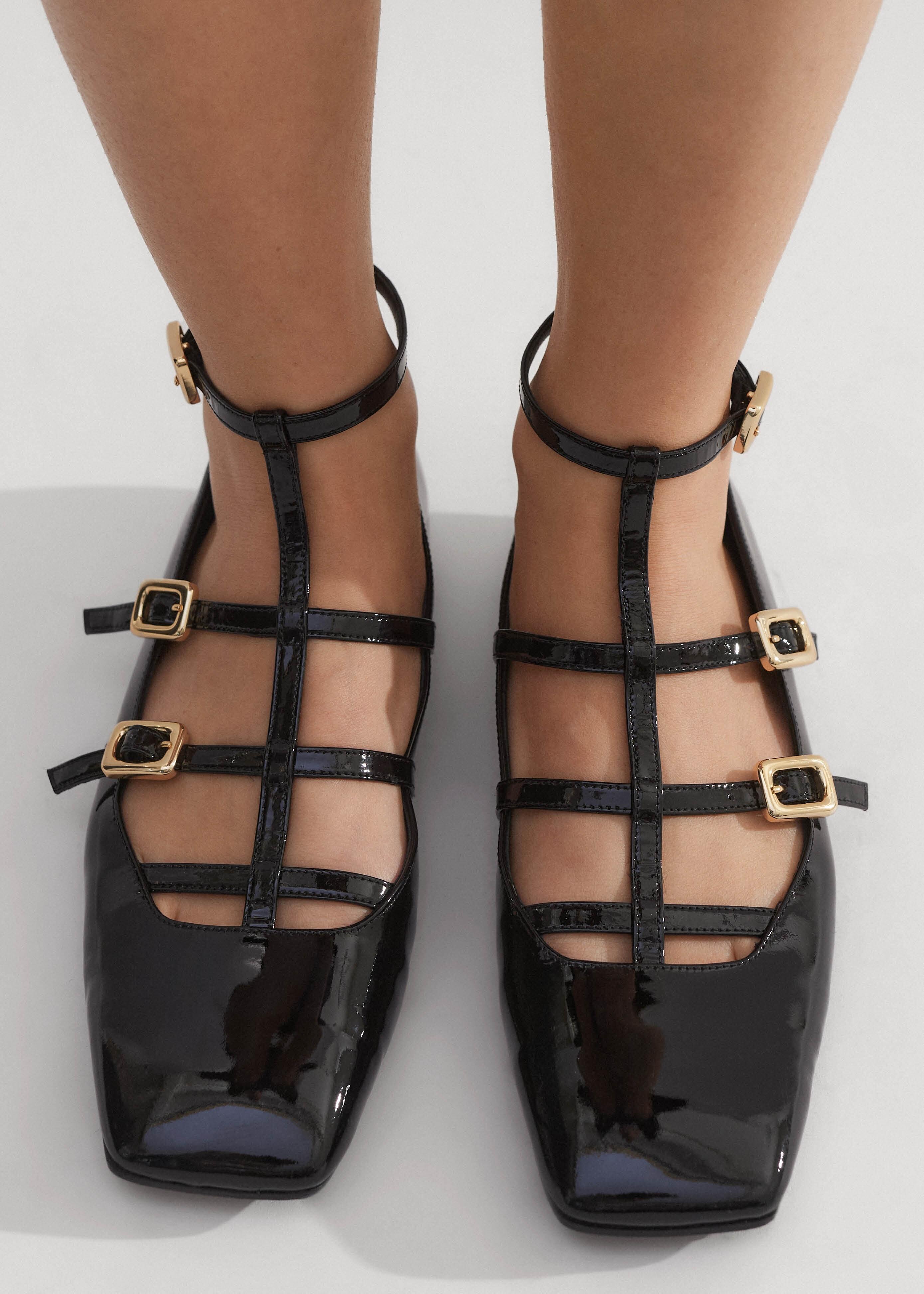ME+EM Caged T-Bar Ballerina Flat in Black | Lyst