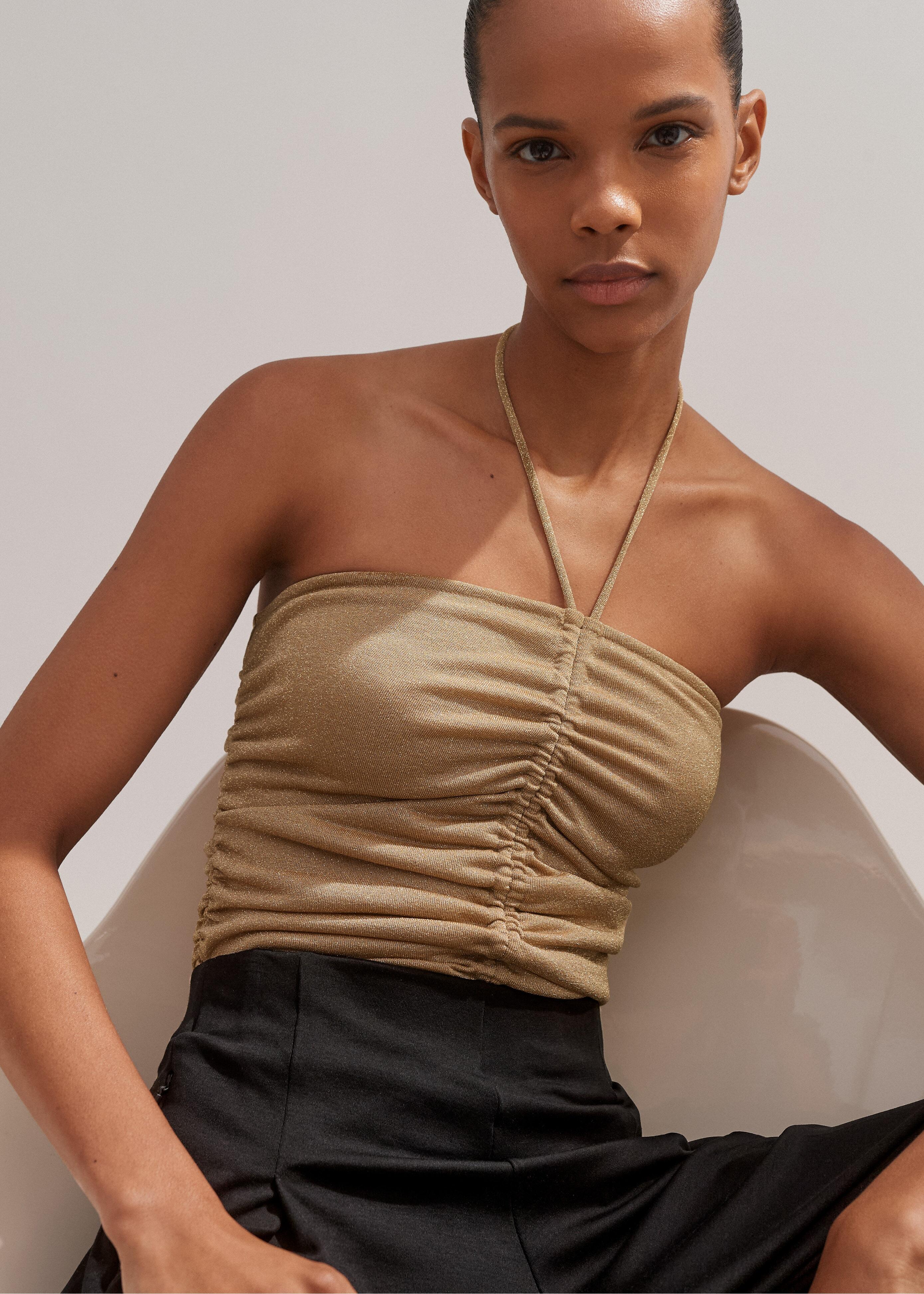 ME+EM Metallic Bandeau Top in Brown | Lyst