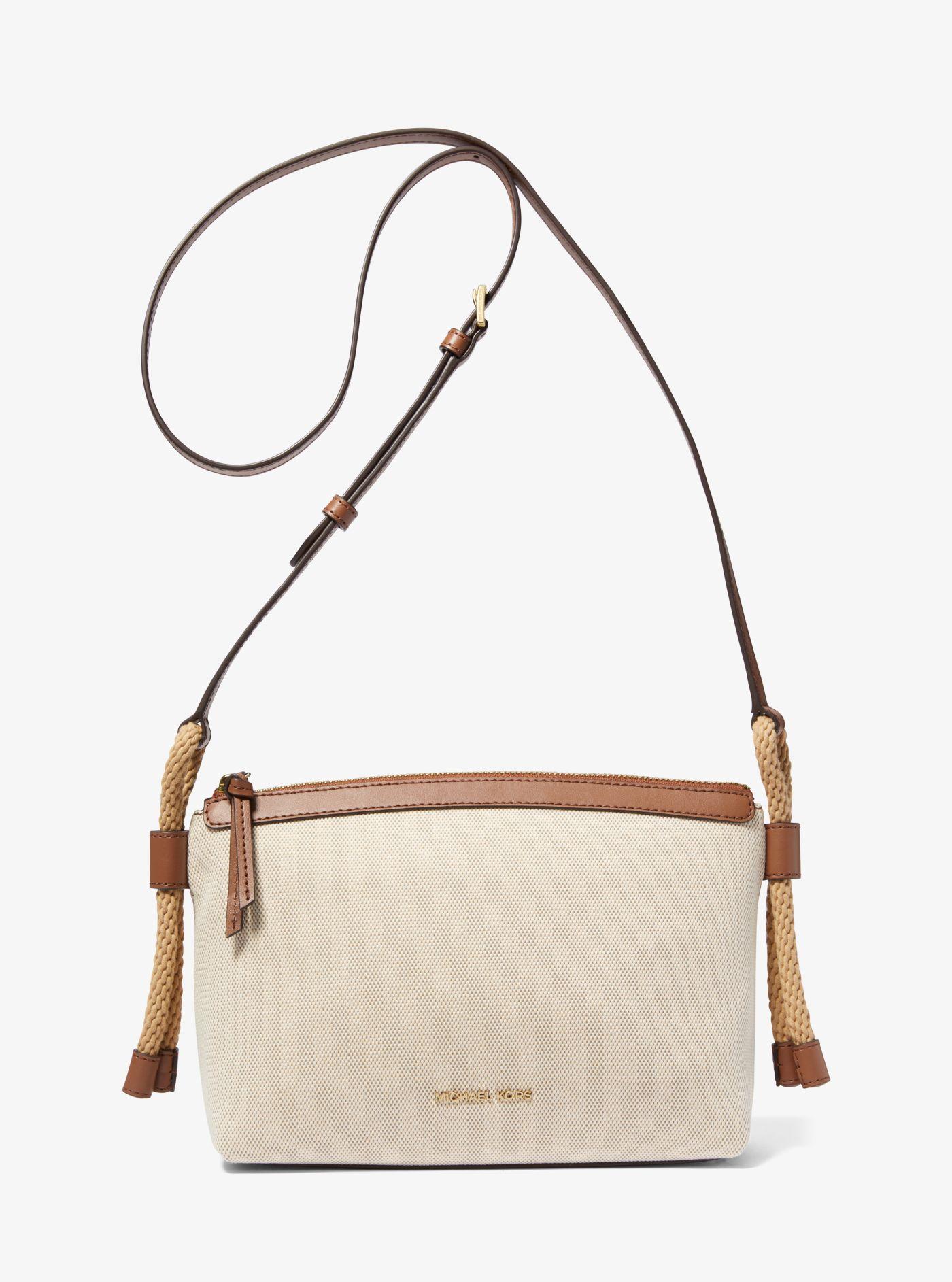 Michael Kors Talia Medium Cotton Canvas Crossbody Bag in Natural | Lyst Michael Kors Talia Medium Cotton Canvas Crossbody Bag in Natural | Lyst