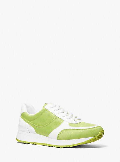 Michael Kors Andi Woven Logo Nylon Trainer in Green | Lyst