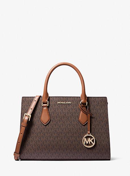 Michael Kors Sheila Medium Logo Satchel in Brown | Lyst