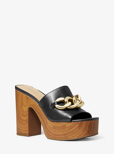 Michael Kors Scarlett Leather Platform Mule in Black | Lyst
