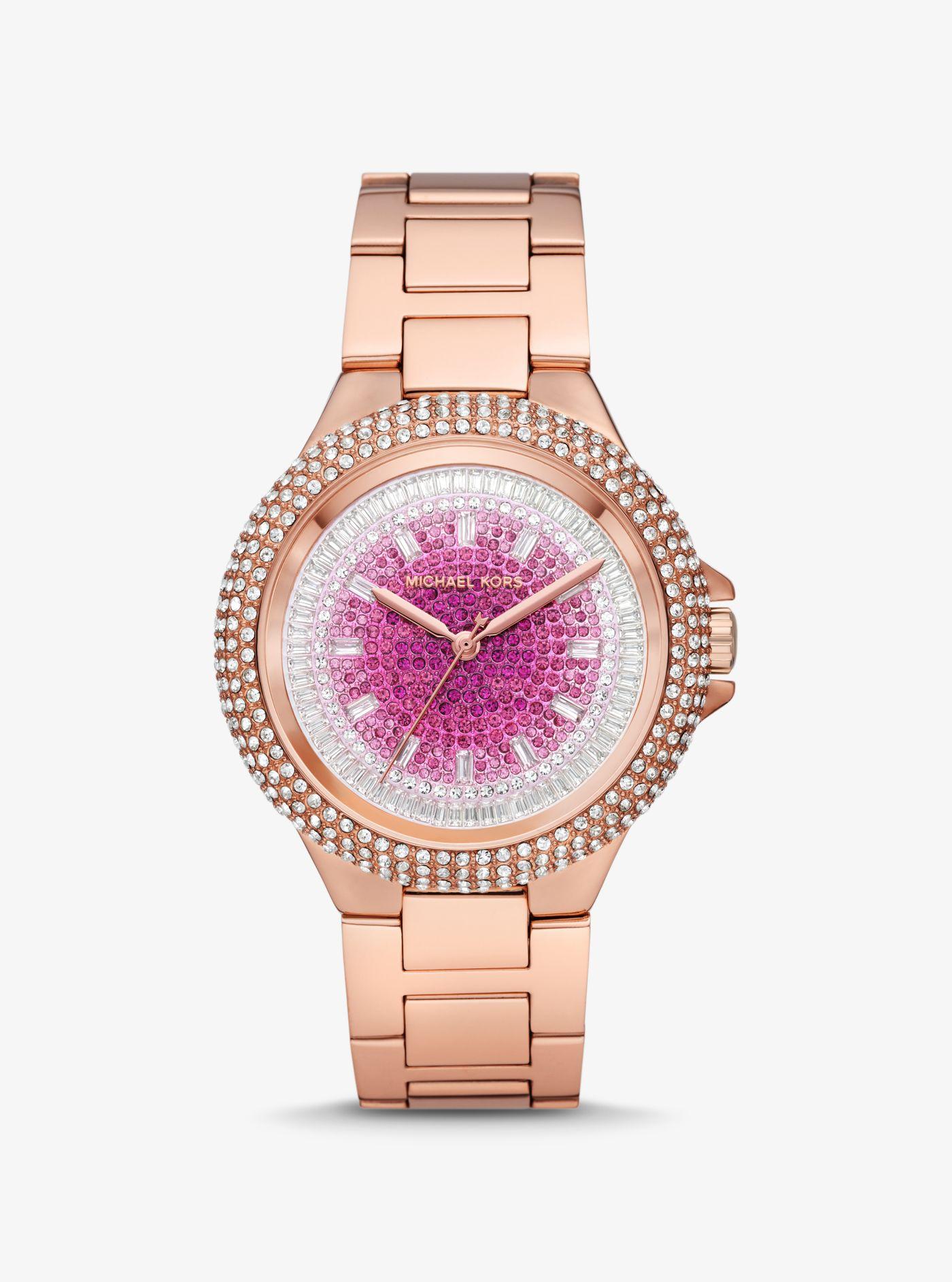 Michael Kors Oversized Camille Ombré Pavé Rose Gold-tone Watch in Pink ...