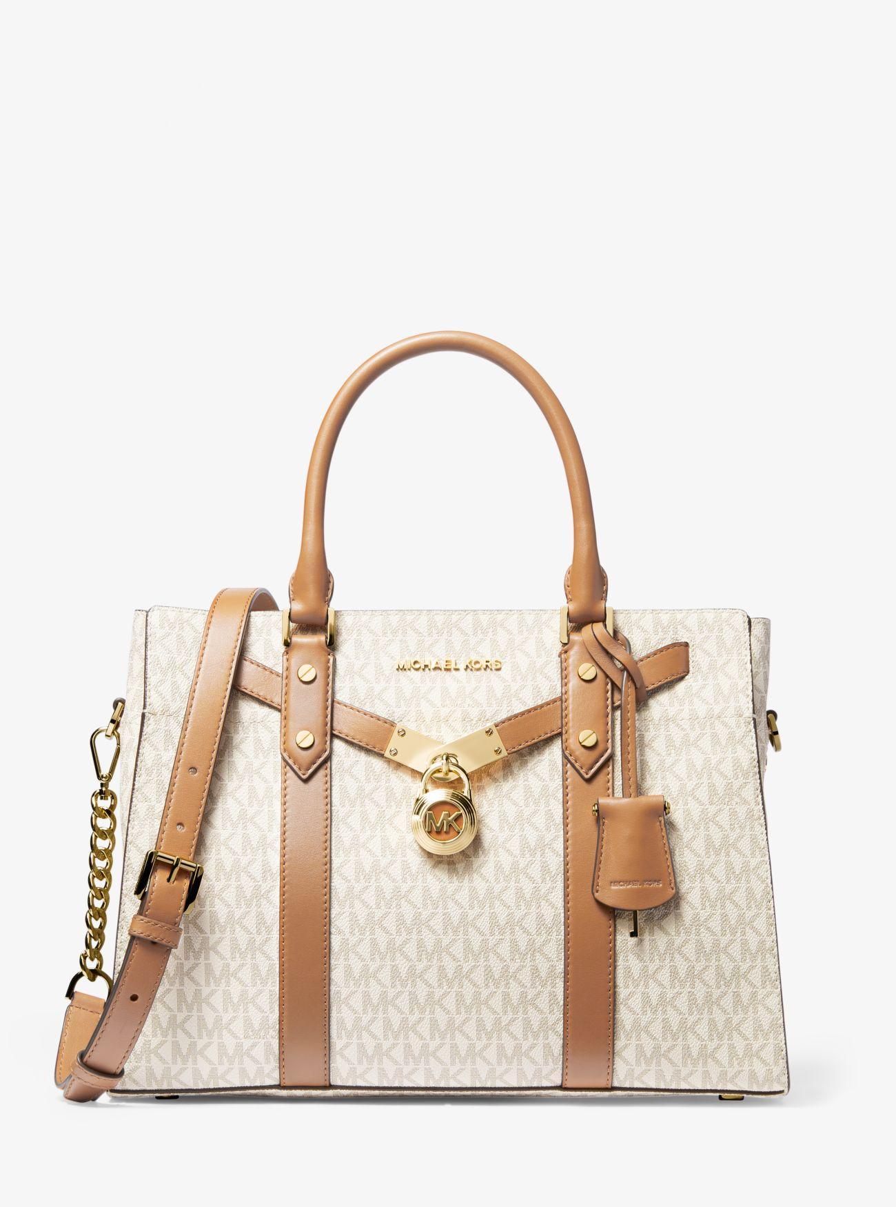 MICHAEL Michael Kors Nouveau Hamilton Large Logo And Leather Satchel in ...
