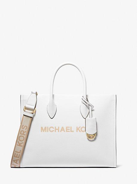 Michael Kors Mirella Medium Pebbled Leather Tote Bag In White Lyst