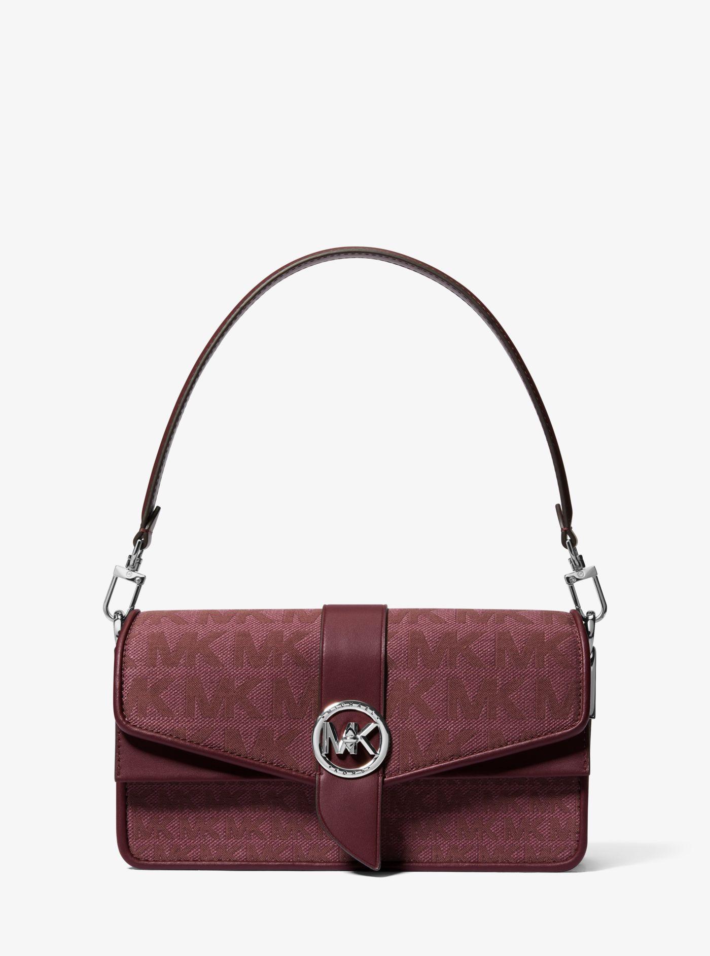 Michael Kors Greenwich Medium Logo Jacquard Shoulder Bag in Purple | Lyst Michael Kors Greenwich Medium Logo Jacquard Shoulder Bag in Purple | Lyst