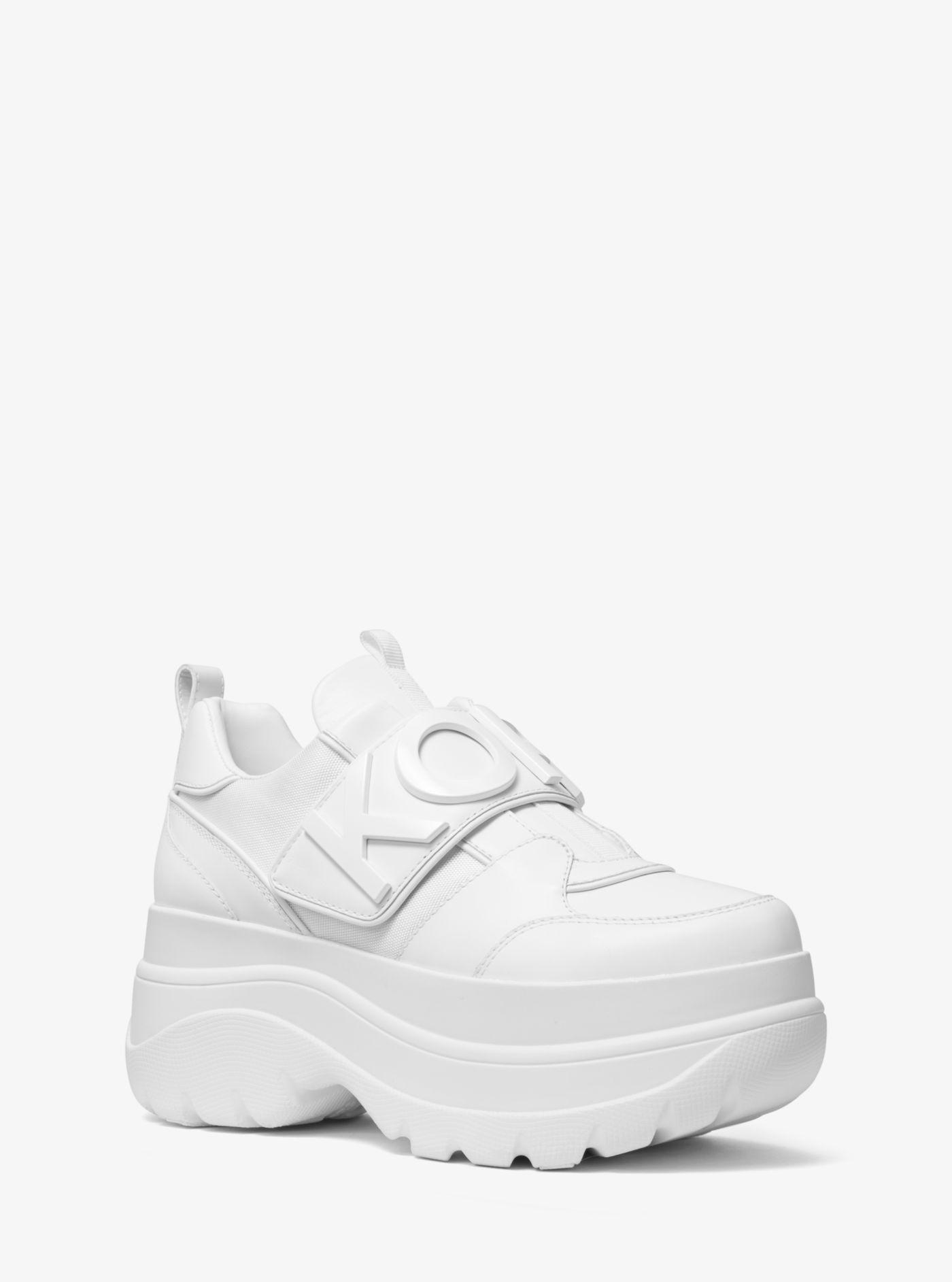 Cortlandt embellished leather platform trainer michael kors store