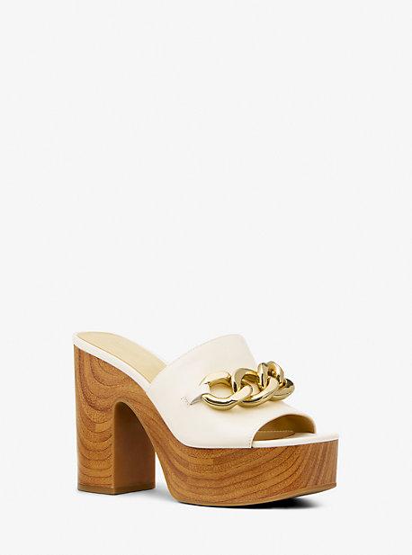 Michael Kors Scarlett Leather Platform Mule in Natural | Lyst