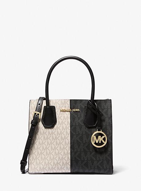 Michael Kors Mercer Medium Two-tone Logo Crossbody Bag in Black | Lyst