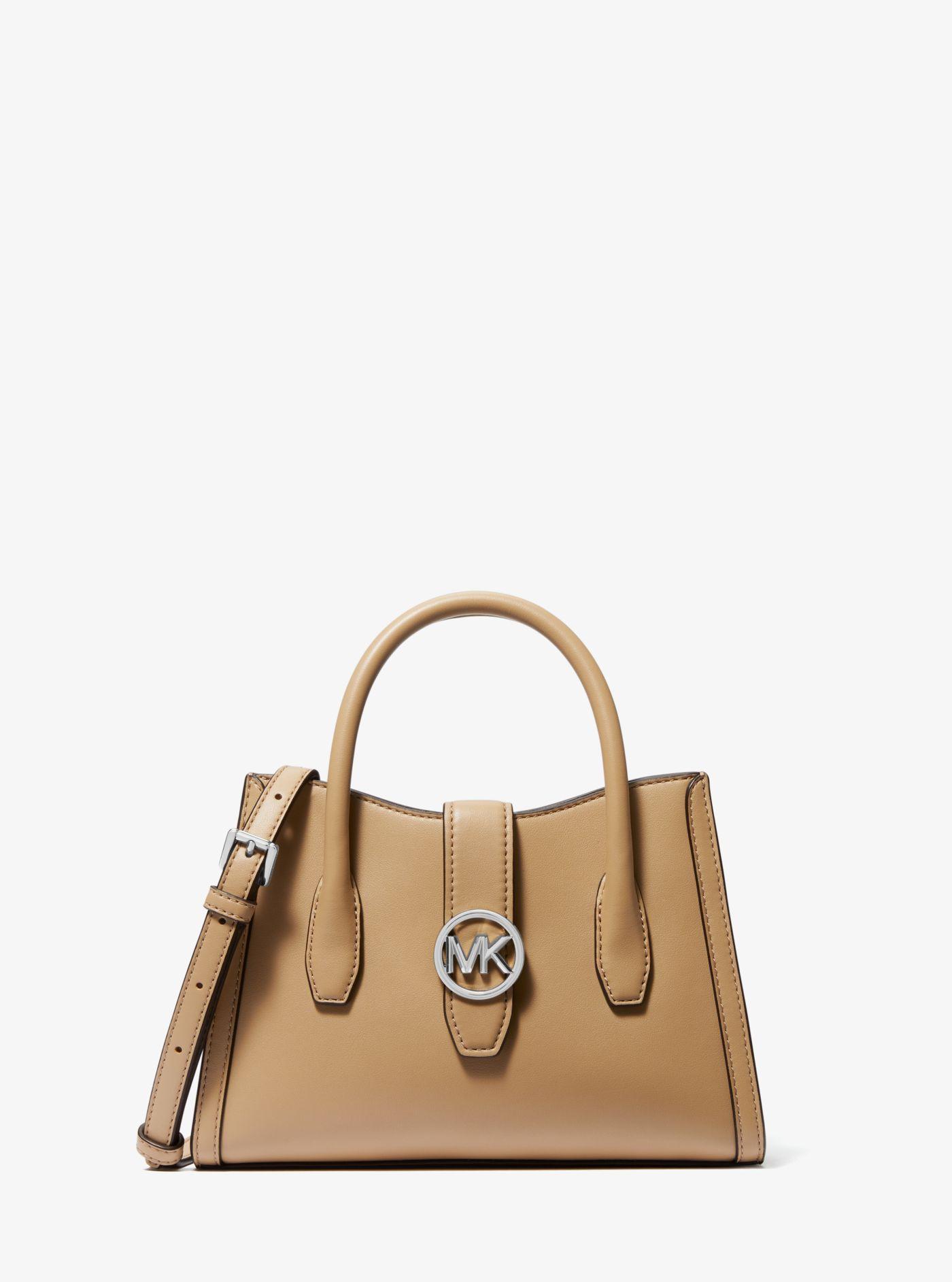 Michael Kors Gabby Small Faux Leather Satchel in Natural | Lyst