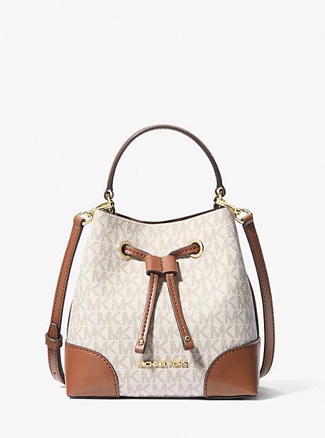 Michael Kors Mercer Small Logo Bucket Bag in Natural | Lyst