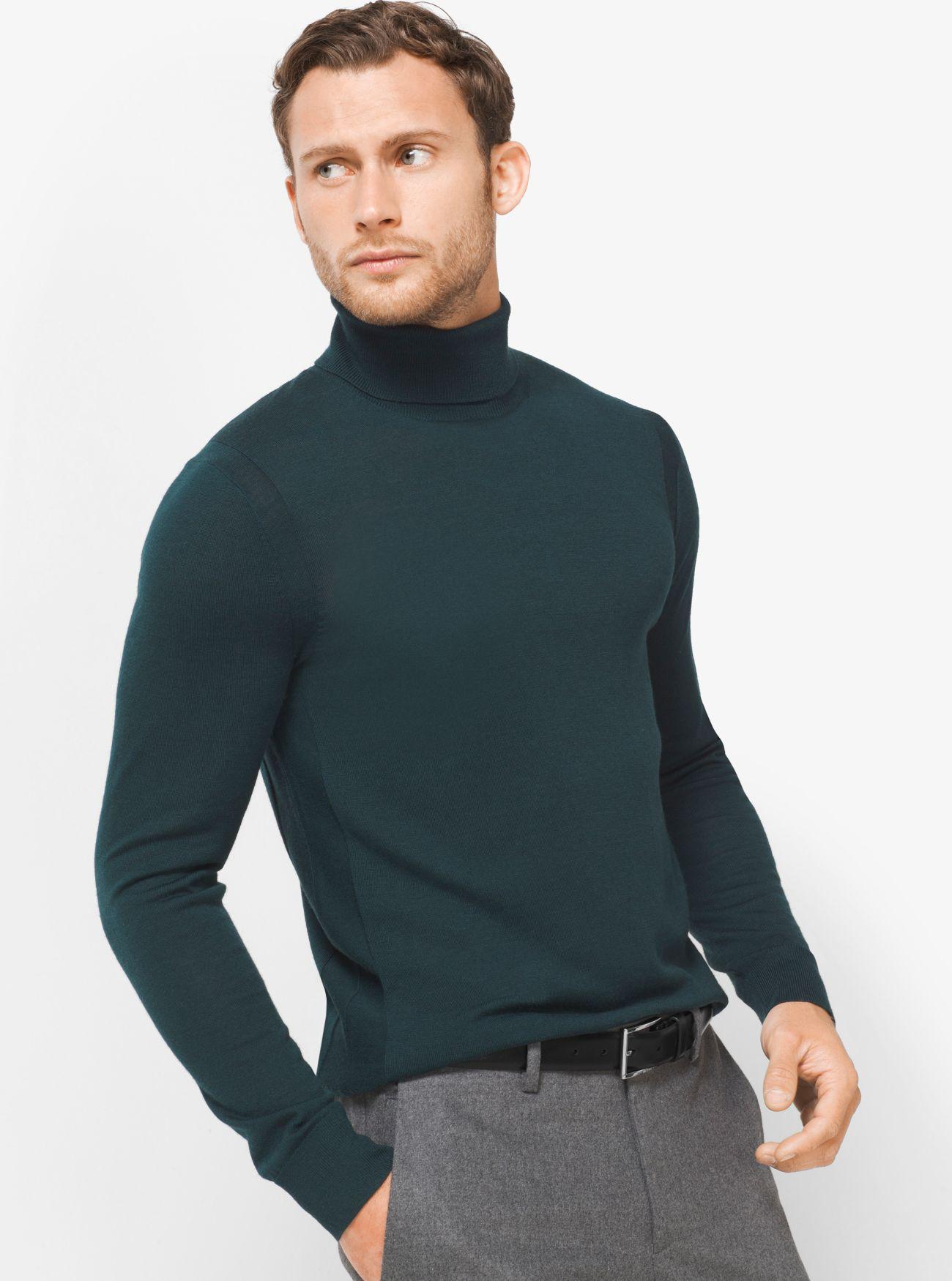 Michael Kors Merino Wool Turtleneck in Green for Men - Lyst