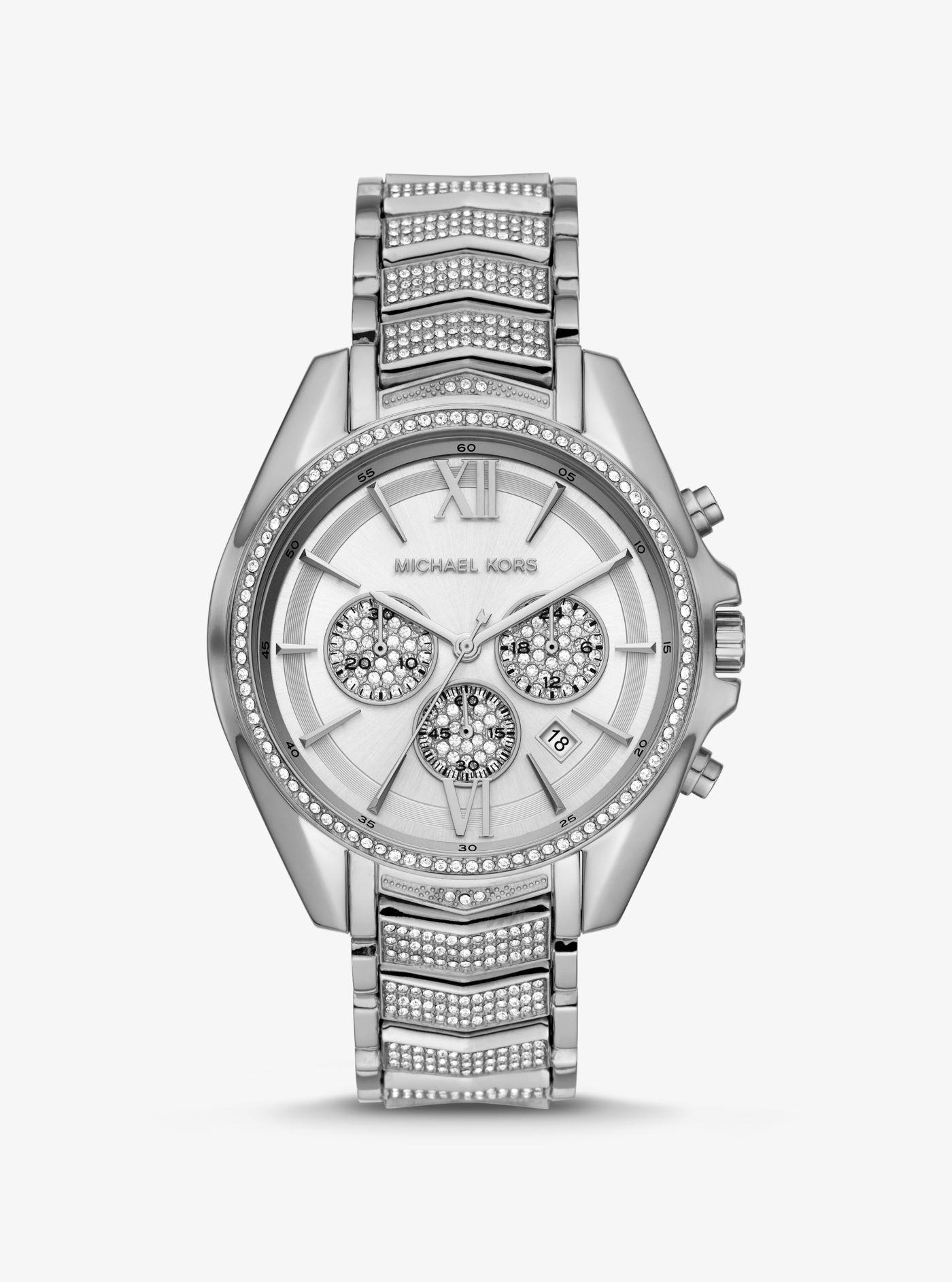 Michael Kors Oversized Whitney Pavé Silver-tone Watch in Silver Tone ...