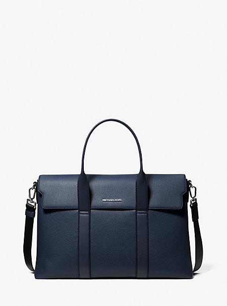Michael Kors Cooper Pebbled Leather Briefcase in Blue for Men | Lyst
