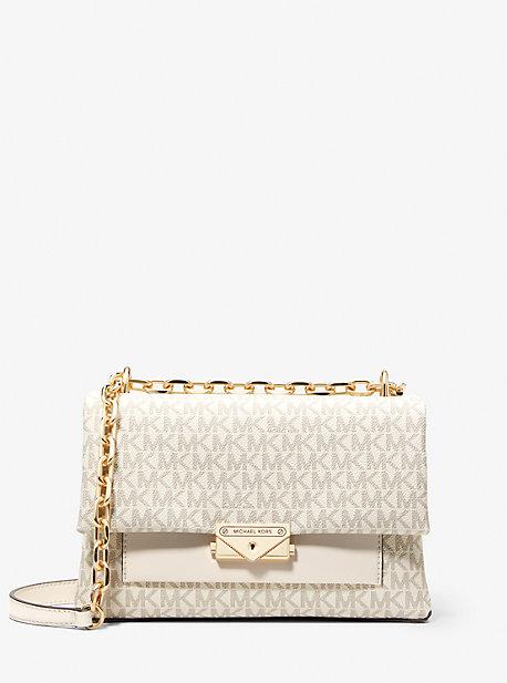 Michael Kors Cece Medium Logo Shoulder Bag in Natural | Lyst