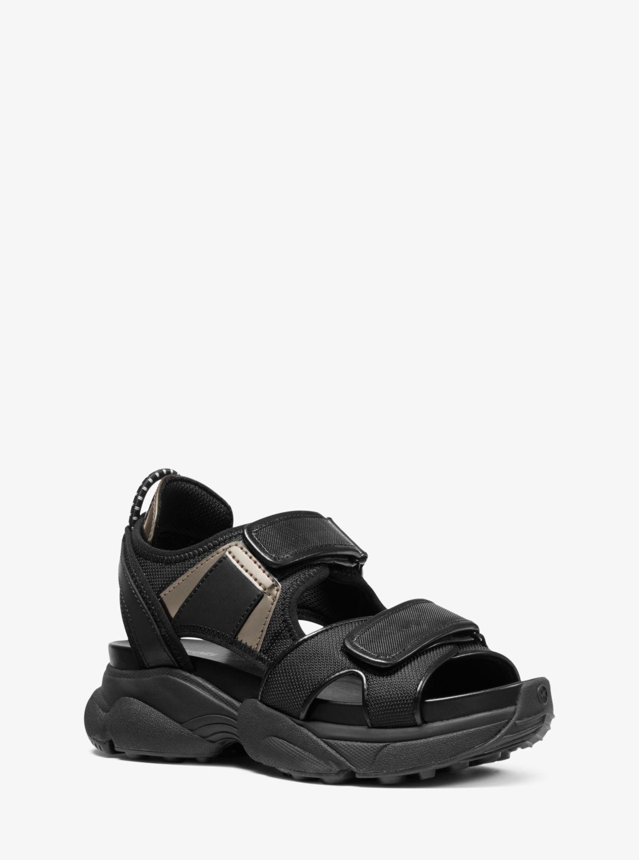 Michael Kors Synthetic Harvey Canvas Sport Sandal in Black - Lyst