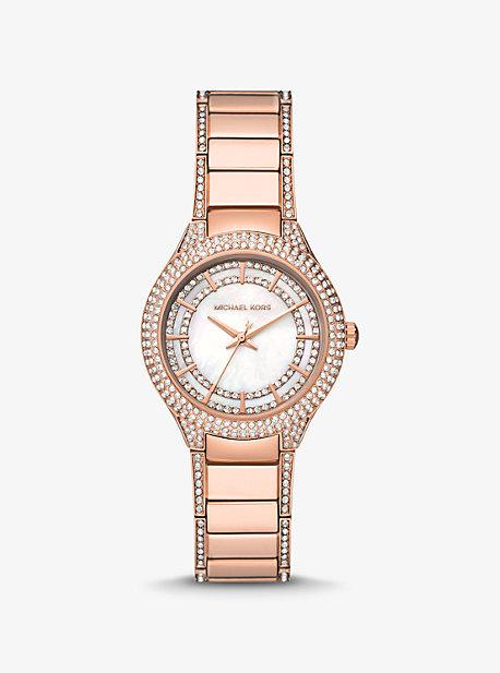Michael Kors Mini Sylvia Pavé Rose Gold-tone Watch in White | Lyst