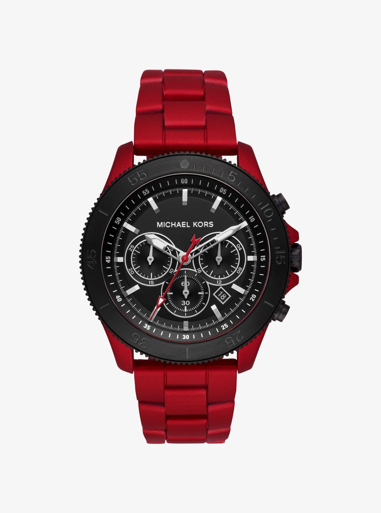 Michael Kors Oversized Cortlandt Coated Stainless Steel Watch in Red ...