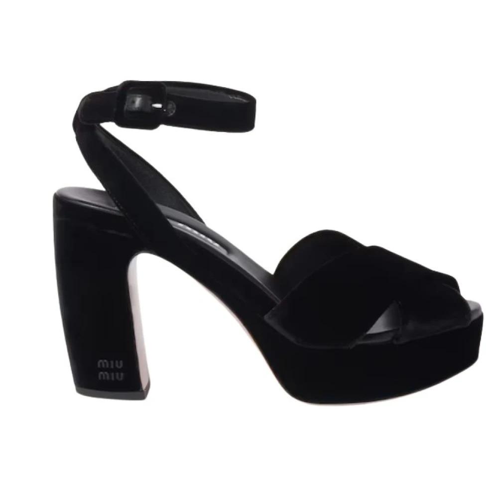 Miu Miu High Heel Sandals in Black | Lyst