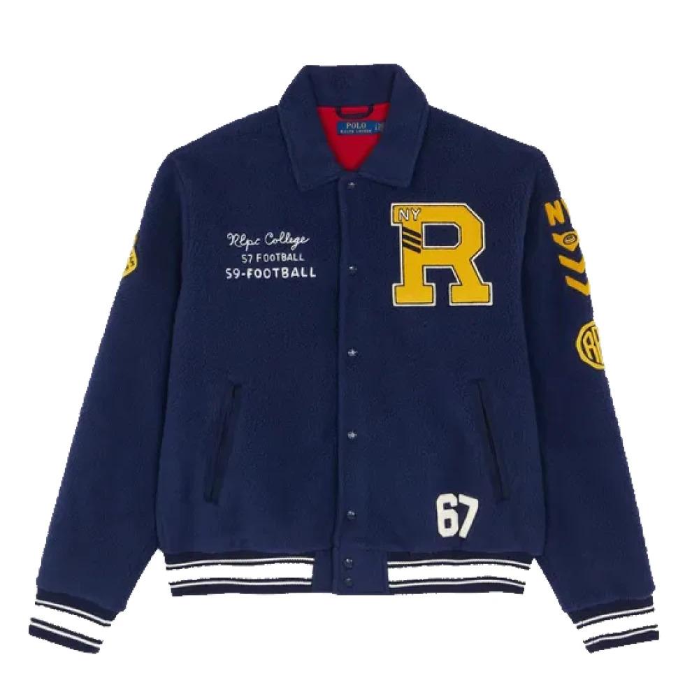 Ralph Lauren Pile Fleece Letterman Jacket Cruise in Blue for Men | Lyst