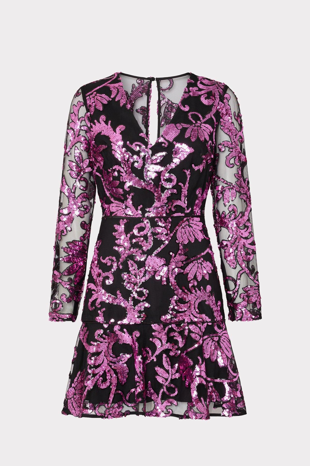 MILLY Tove Tassel Paisley Sequins Dress in Purple | Lyst