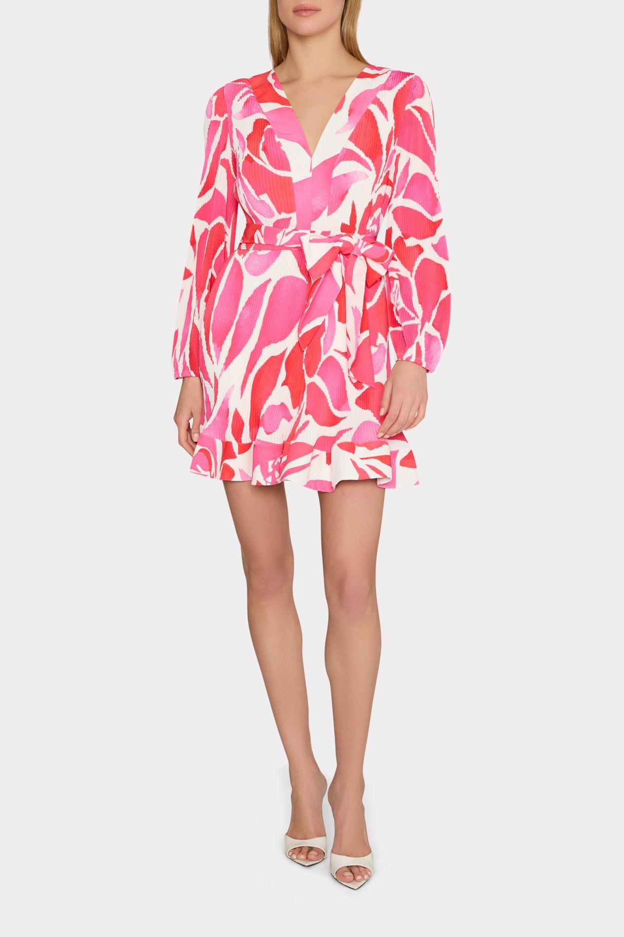 Zebra Print Milly Pink Dress MILLY Liv Dream Rose Pleated Dress in Pink ...