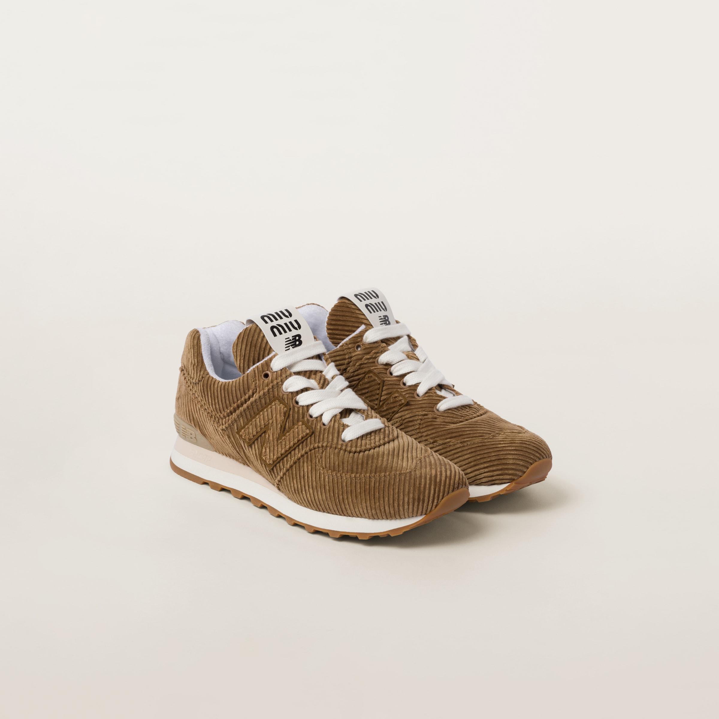 Miu Miu New Balance X Miu Miu 574 Striped Velvet Sneakers in Metallic ...