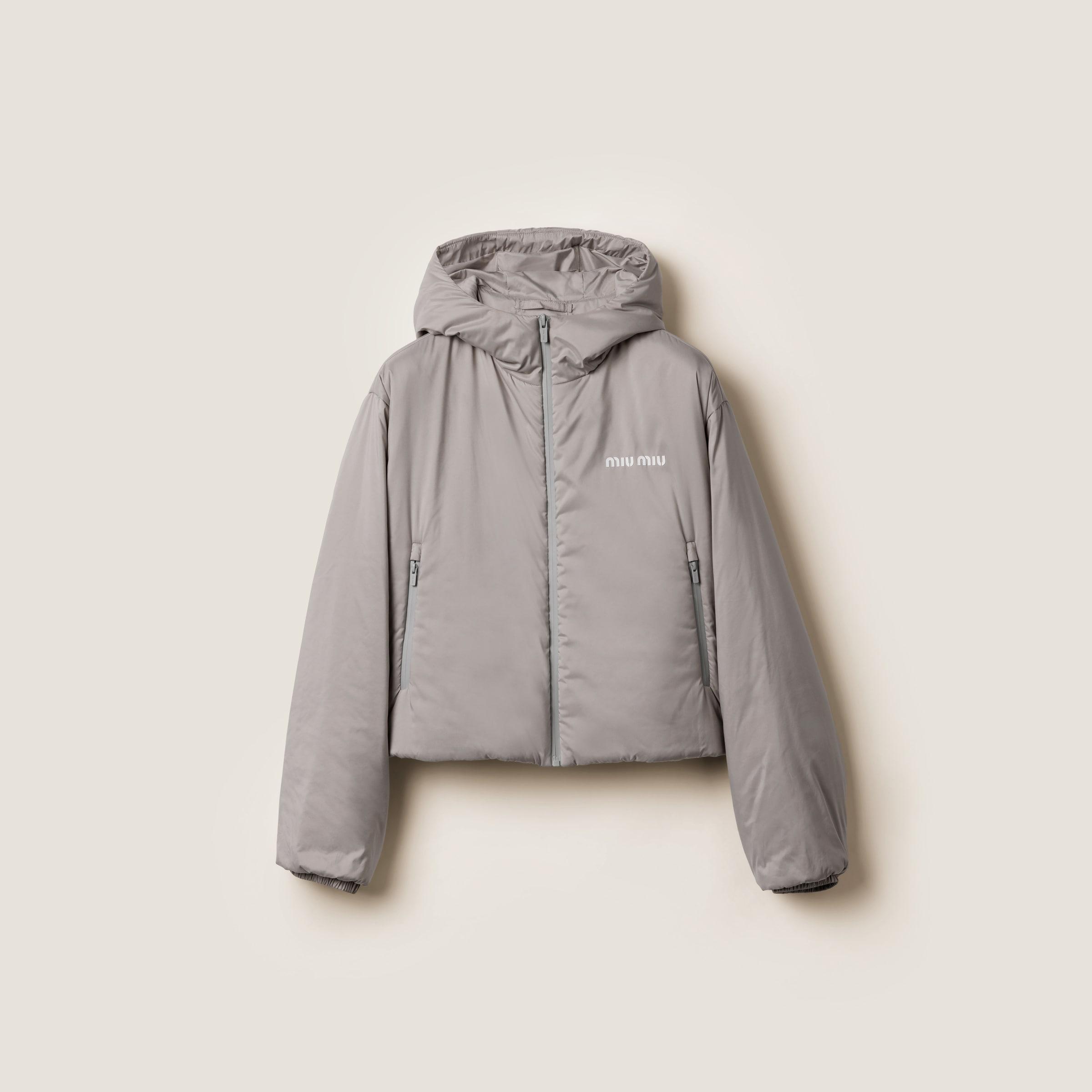 Miu Miu Technical Pongé Jacket in Gray | Lyst