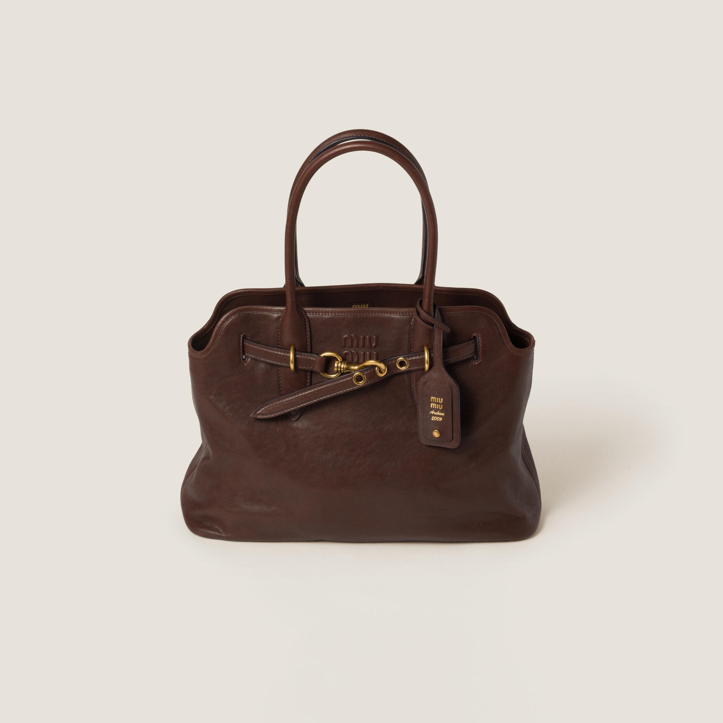 Miu Miu Aventure Nappa Leather Bag in Brown | Lyst