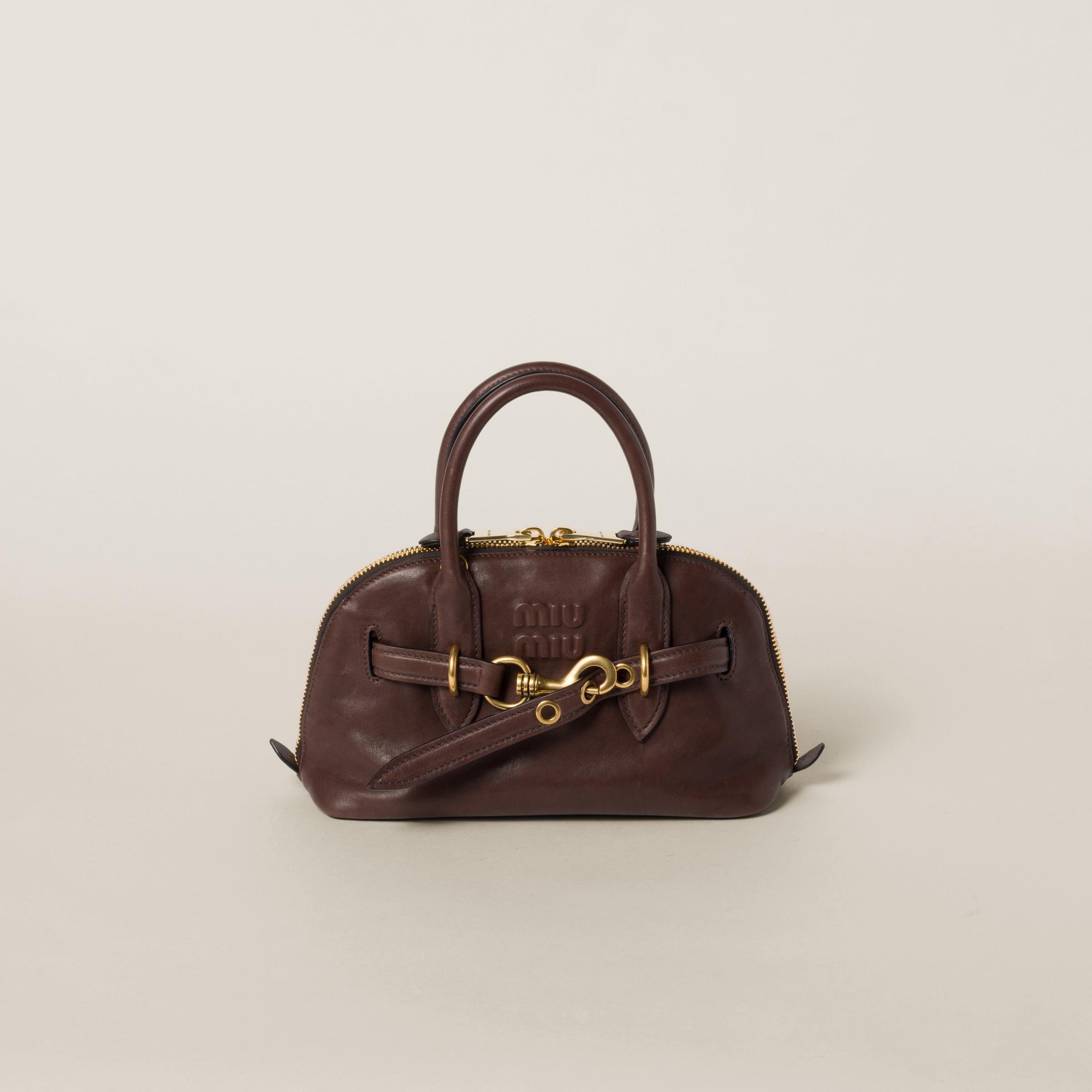 Miu Miu Aventure Nappa Leather Top-Handle Bag in Brown | Lyst