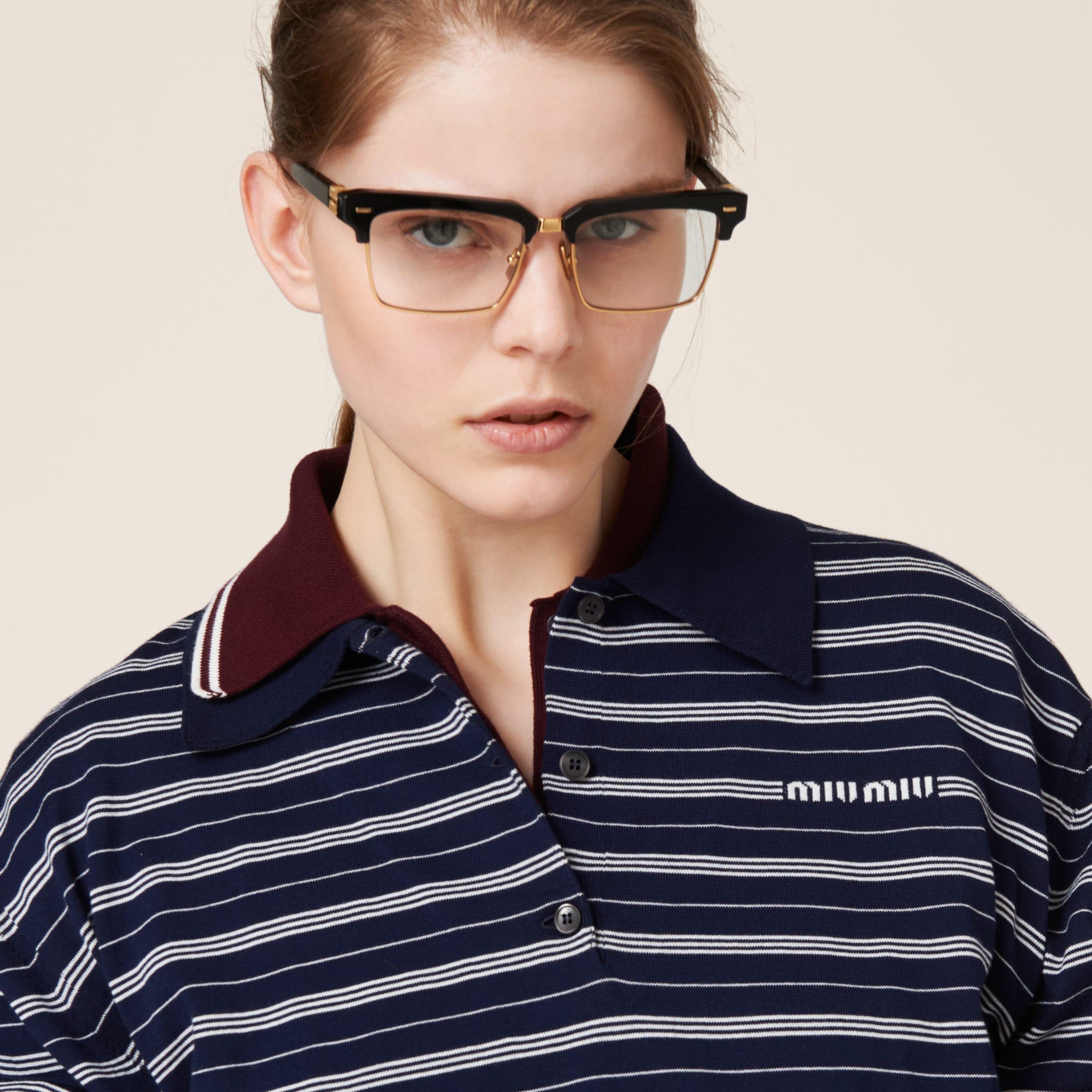 Miu Miu Cotton Jersey Polo Shirt in Blue | Lyst Miu Miu Cotton Jersey Polo Shirt in Blue | Lyst
