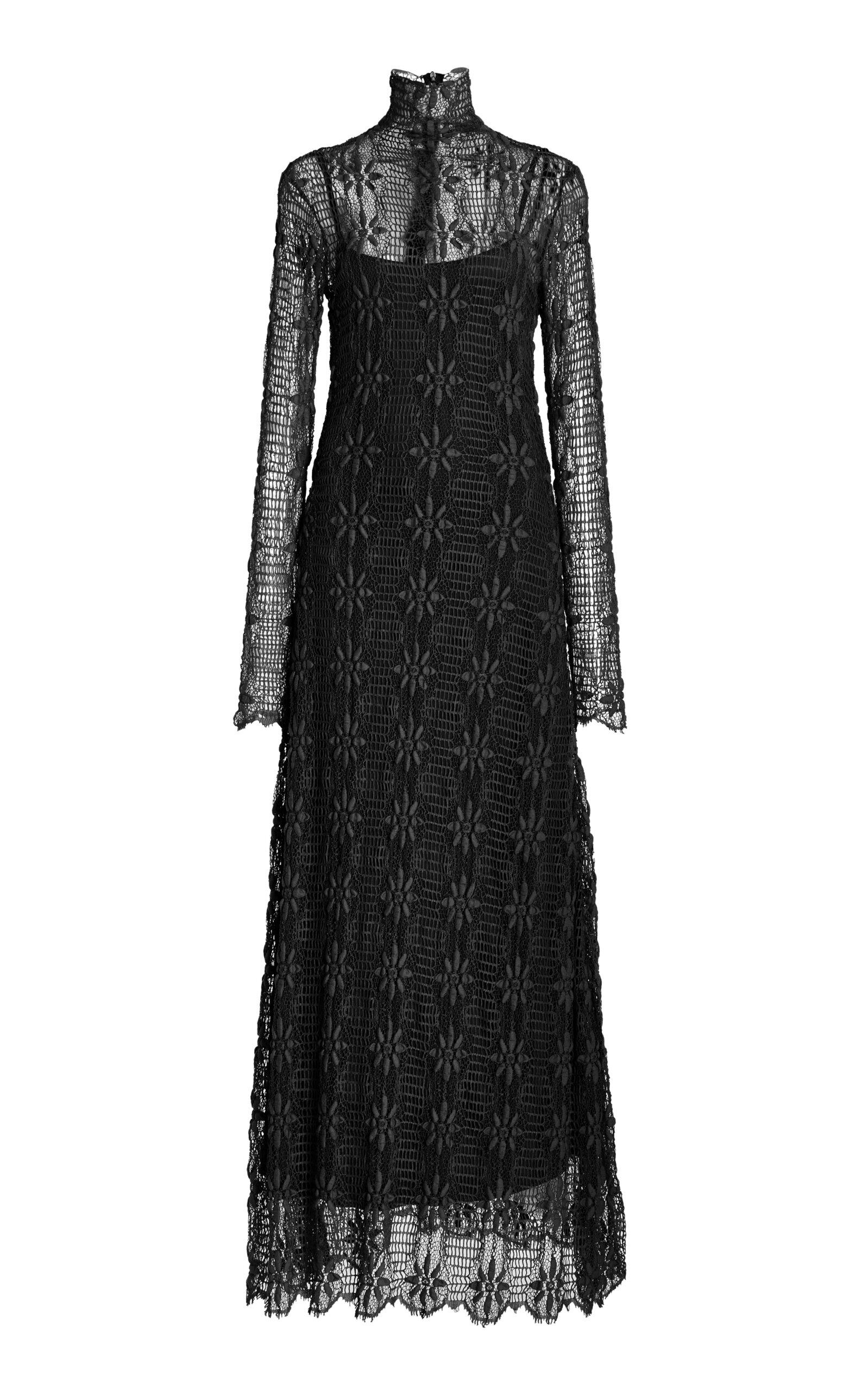 Ulla Johnson Talia Sheer Stretch-cotton Lace Maxi Dress in Black | Lyst