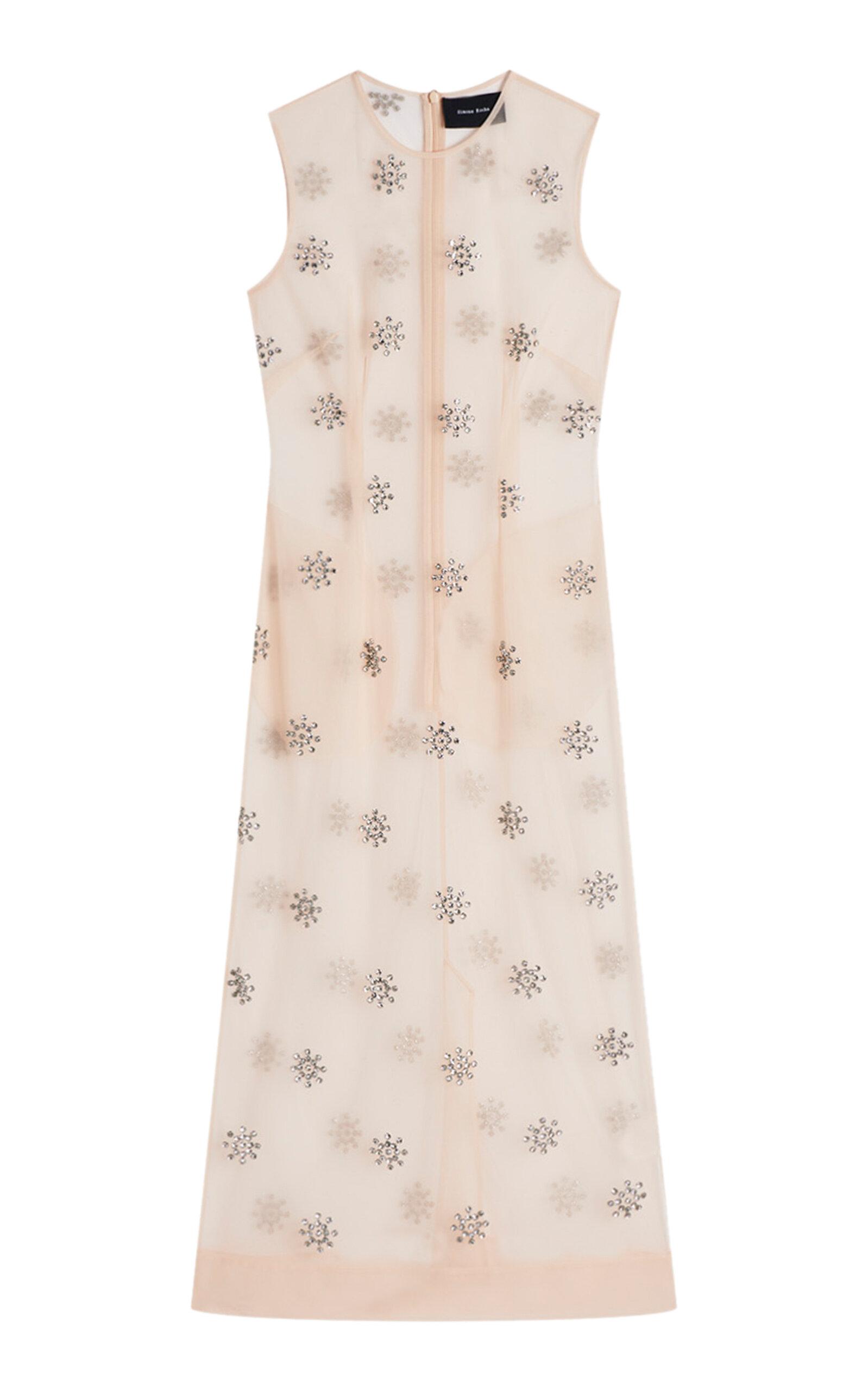 Simone Rocha Embellished Mesh Midi Dress in Natural | Lyst