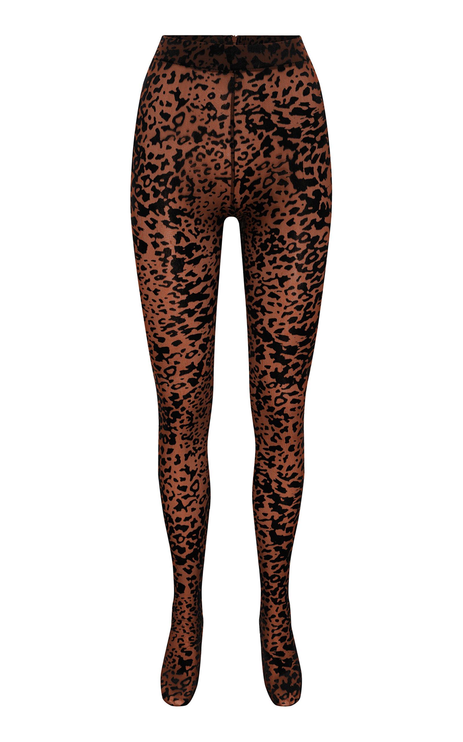 Alex Perry Leopard Burnout Mesh Stockings in Brown | Lyst