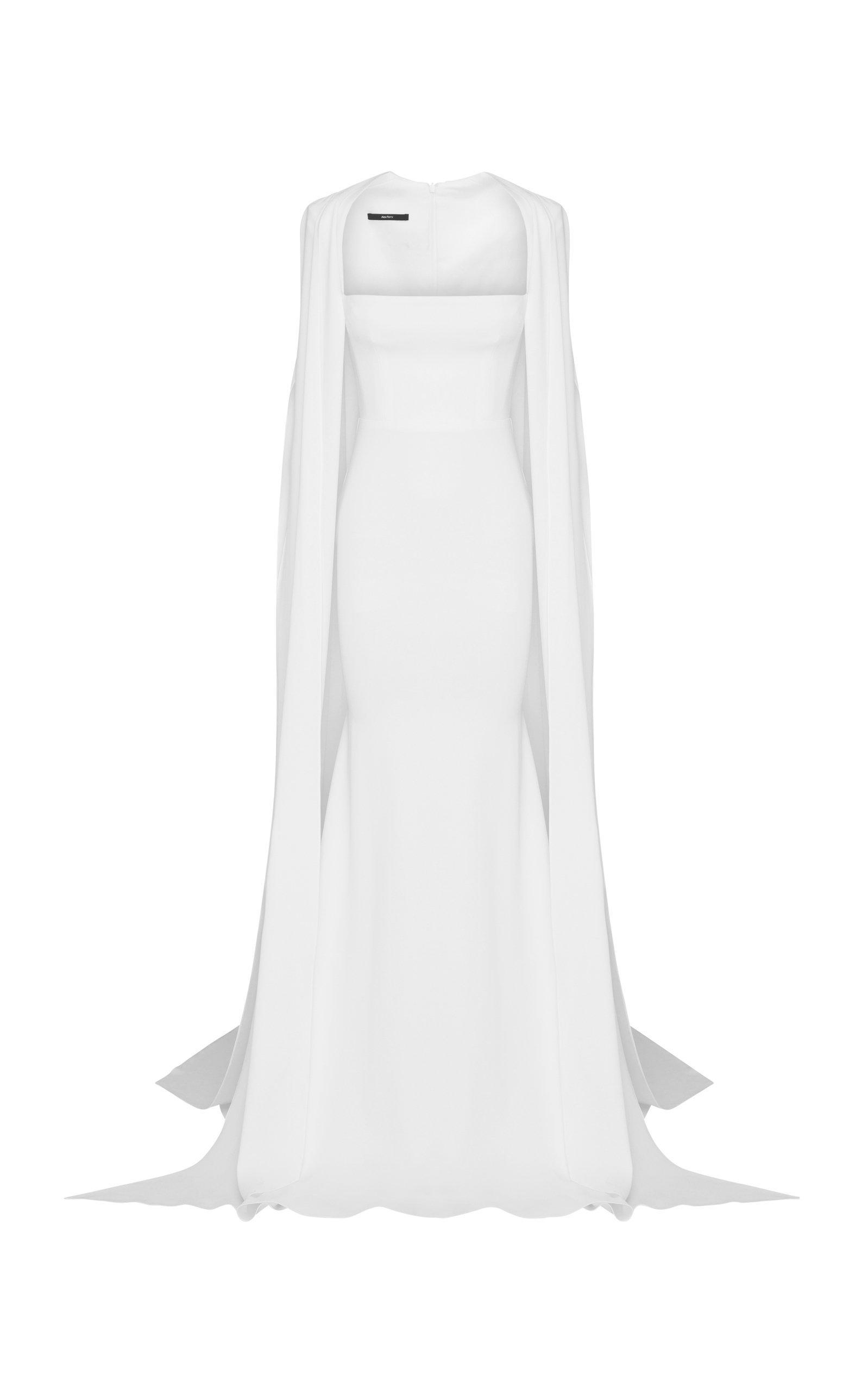 Alex Perry Vance Cape-effect Structured Crepe Gown in White | Lyst
