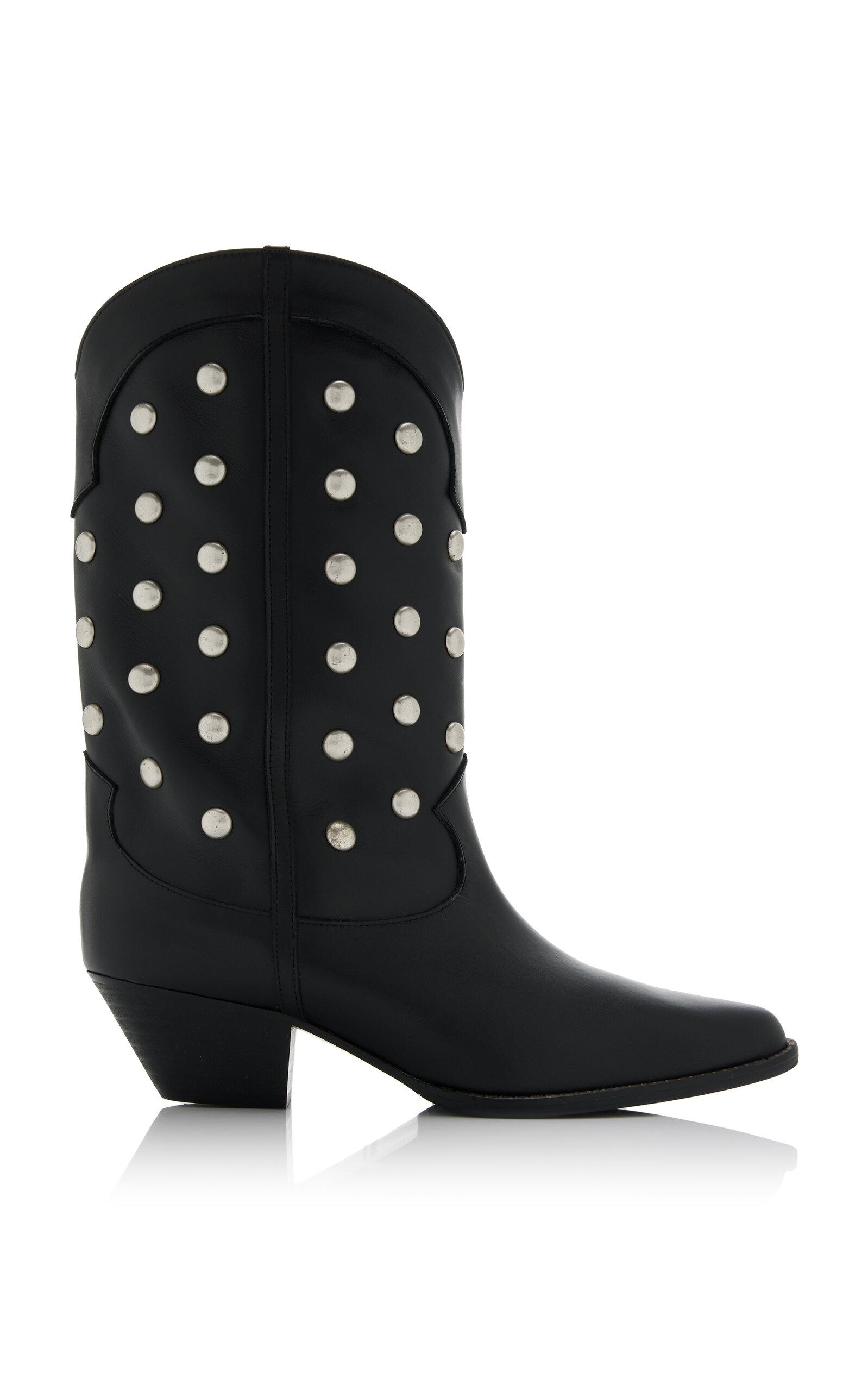 Frēda Salvador Loretta Studded Leather Western Boots in Black | Lyst