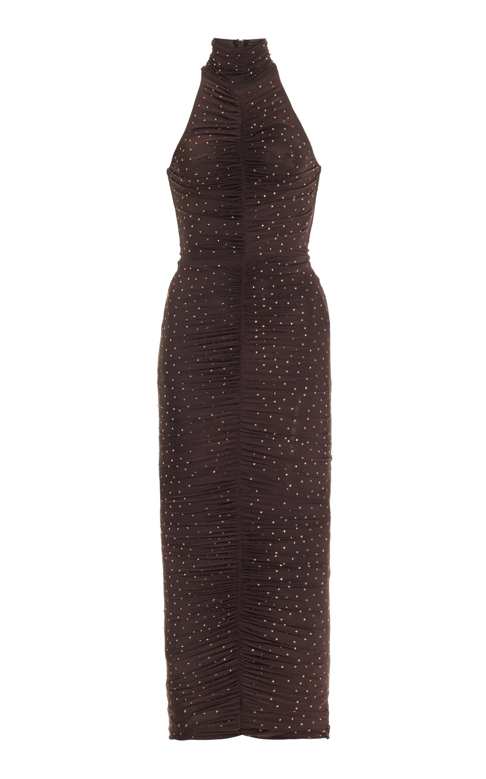 Alex Perry Gabe Crystal-embellished Stretch-jersey Maxi Dress in Brown ...