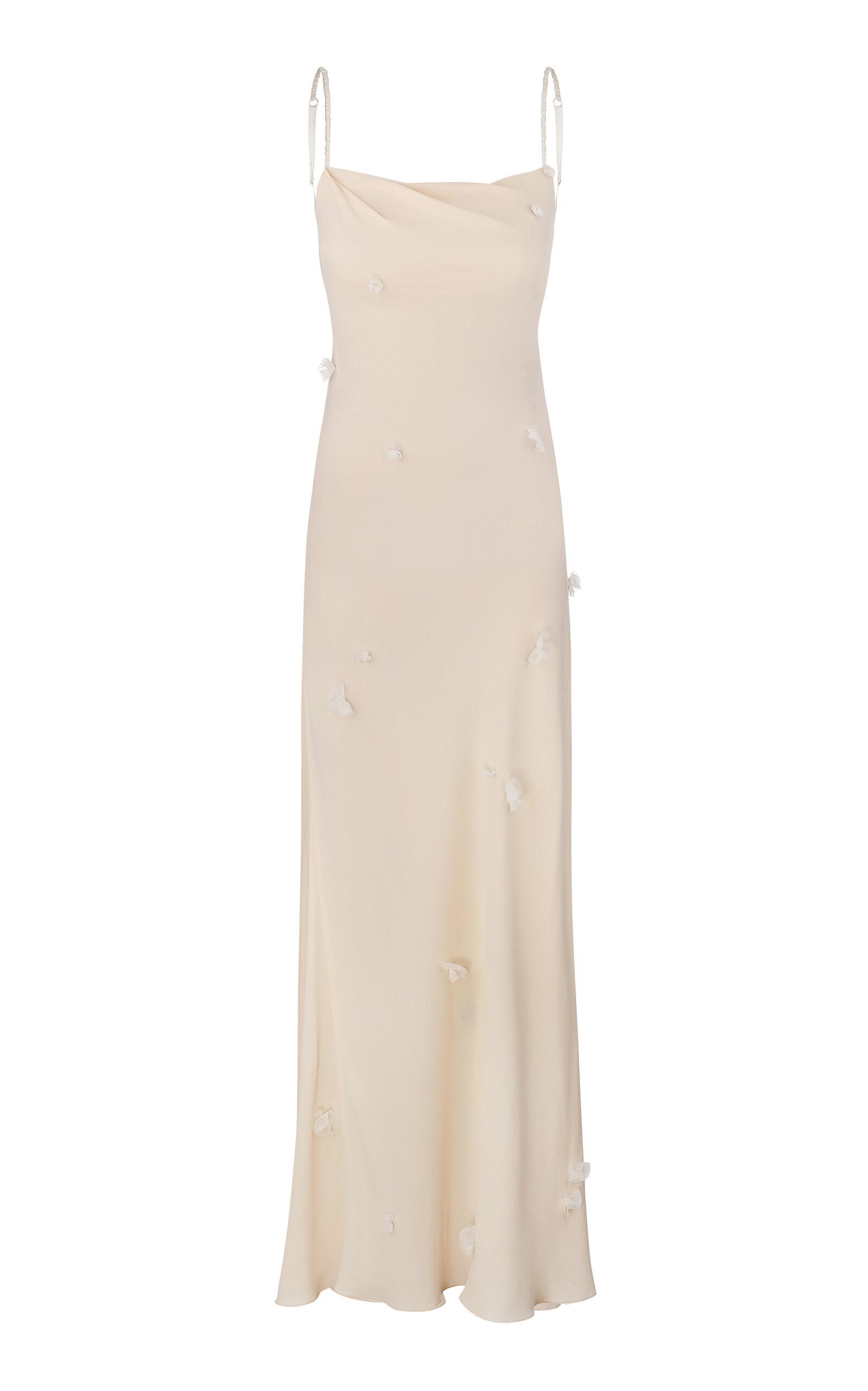 Anna October Faya Flower-embellished Open Back Maxi Dress in White | Lyst