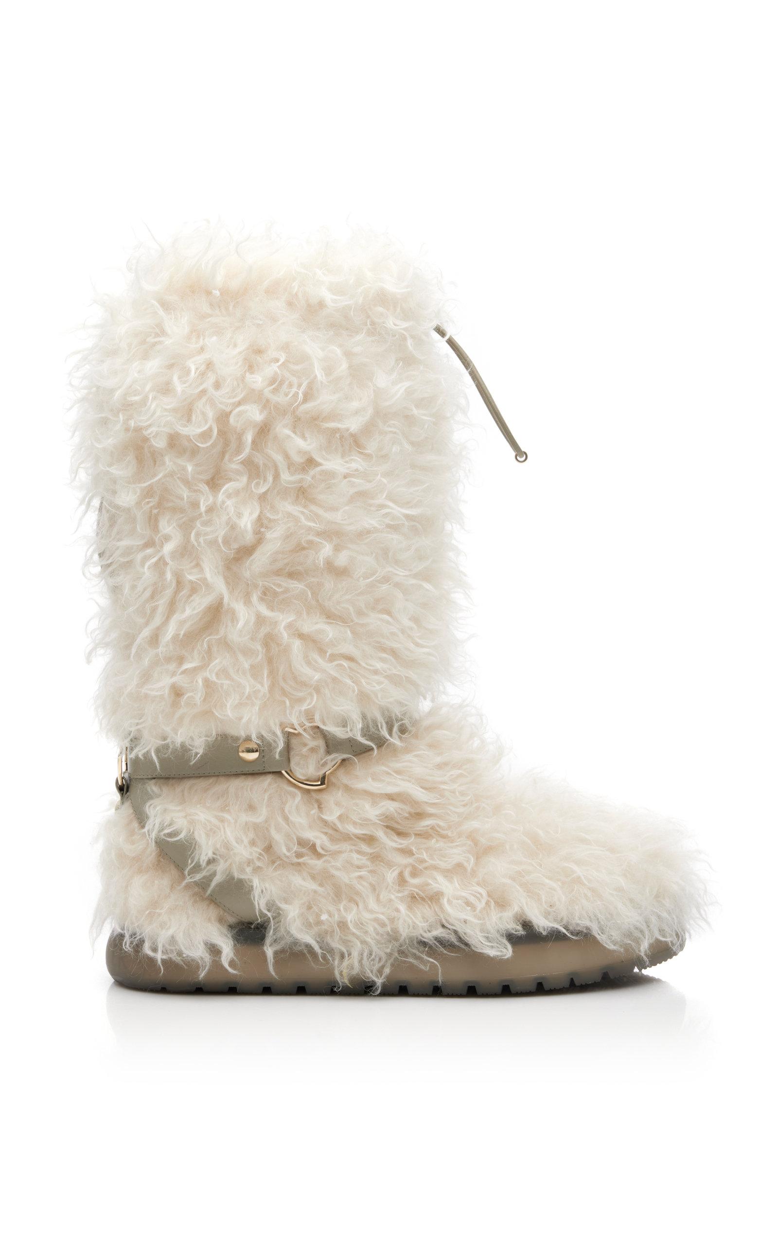 Moncler Beverly Mohair Snow Boots in White | Lyst